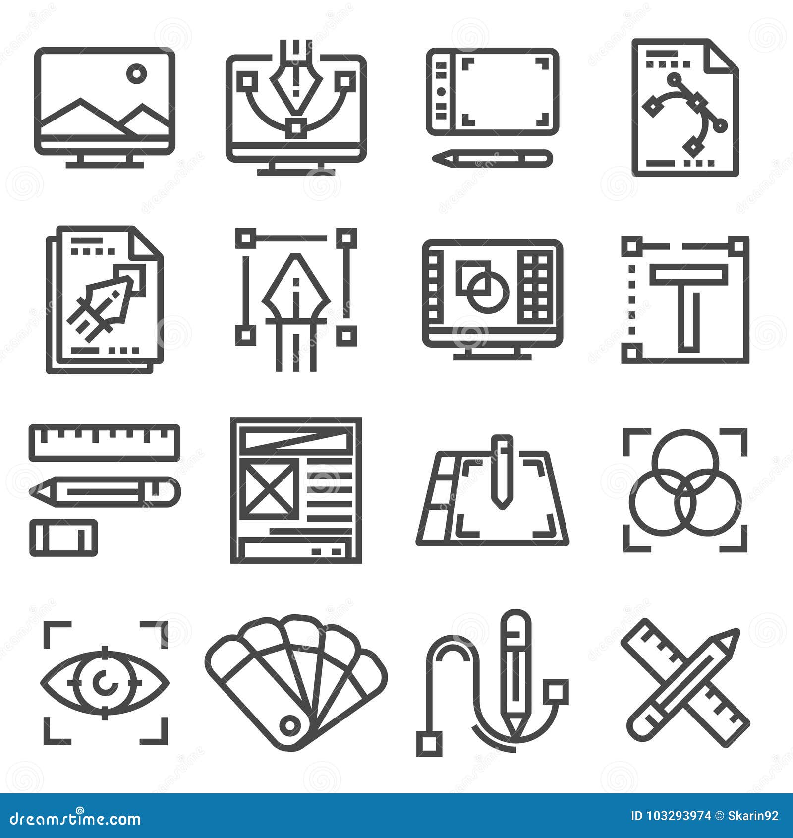 Vector Linear Graphic Design Icons Set Stock Illustration ...