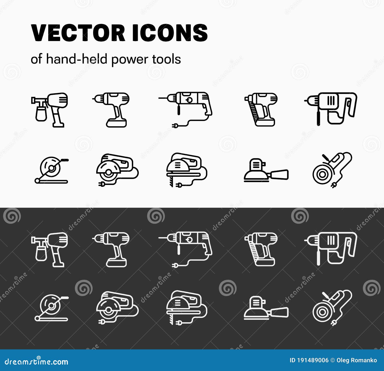 Vector Linear Graphics, Illustration of Hend-held Power Tools, Isolated ...