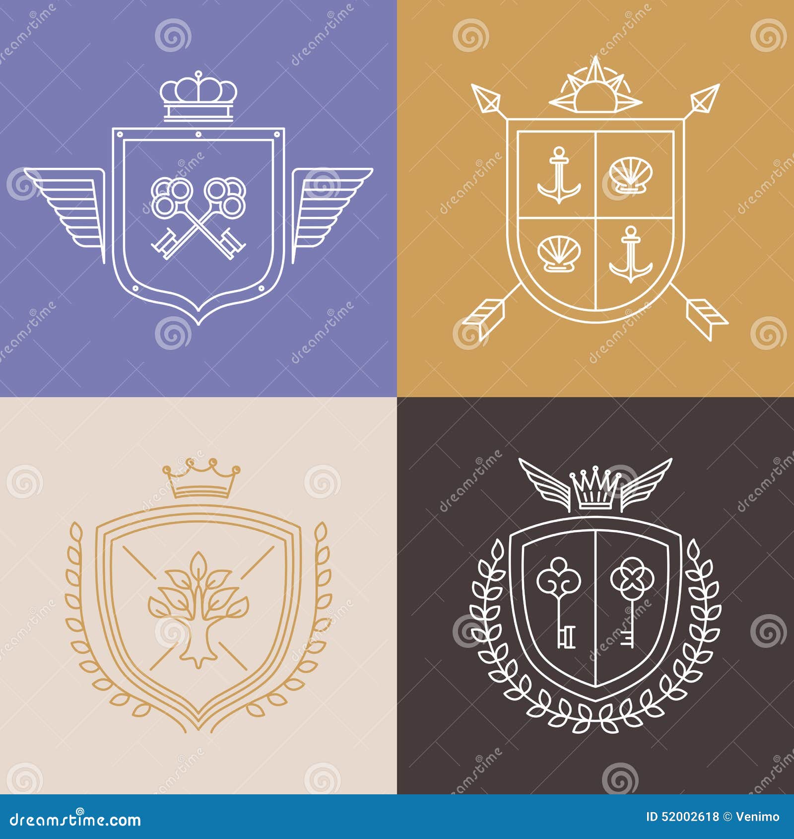 Vector Linear Heraldry Symbols and Design Elements Stock Vector ...
