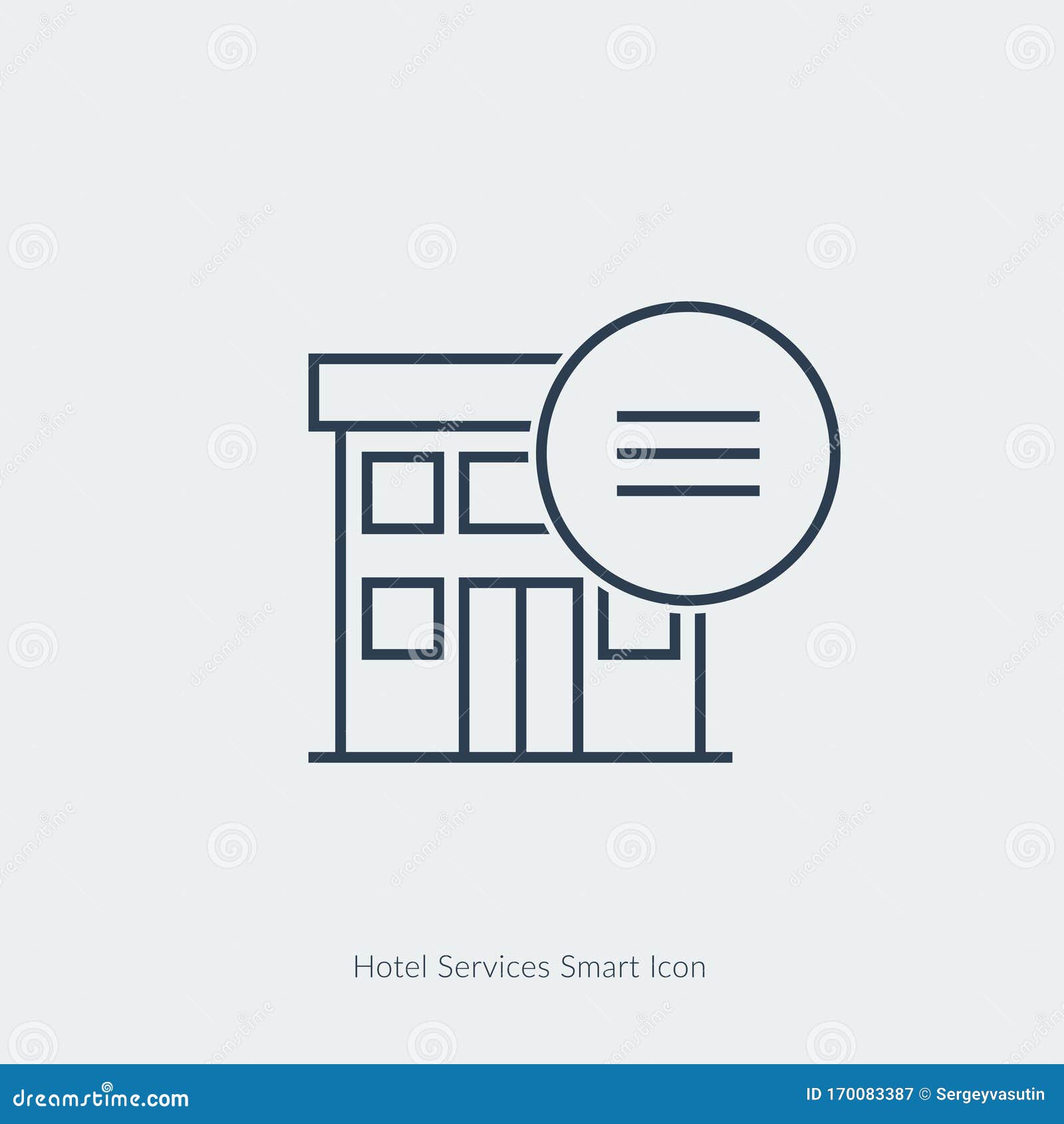 Vector Linear Hotel Services Icon with Menu in Circle Stock Vector ...