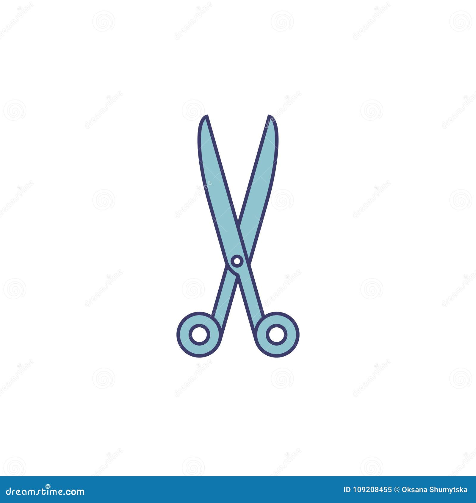 Vector Linear Icon of Blue Scissors. Stock Vector - Illustration of ...