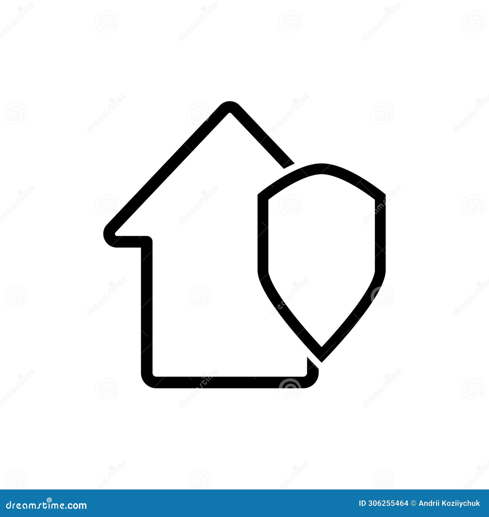 Vector Linear Icon of a House with a Shield. Home Protection Icon in ...