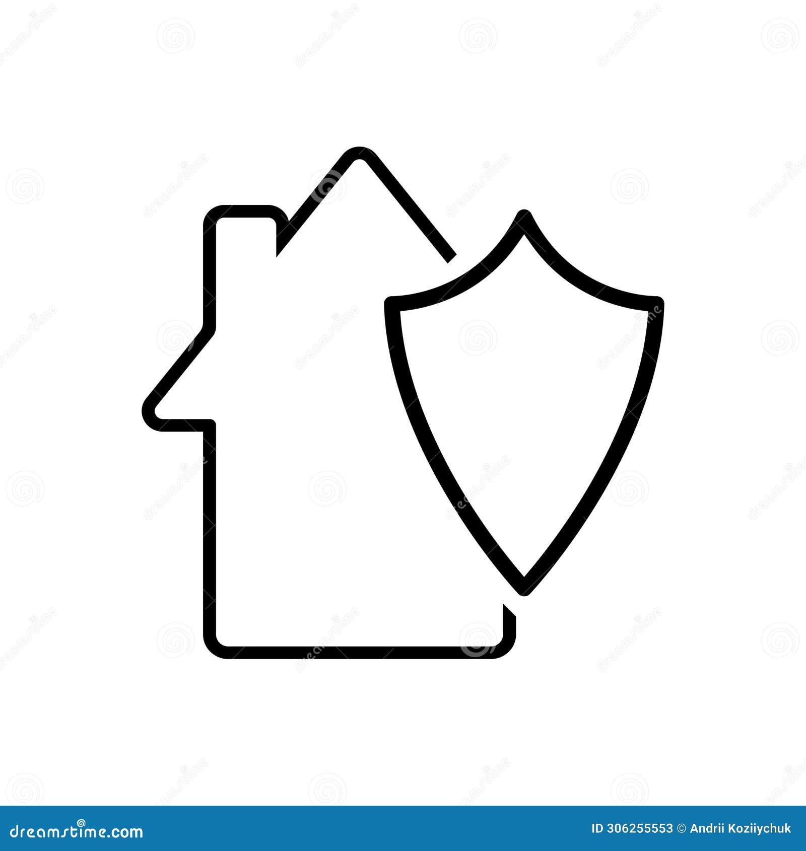 Vector Linear Icon of a House with a Shield. Home Protection Icon in ...