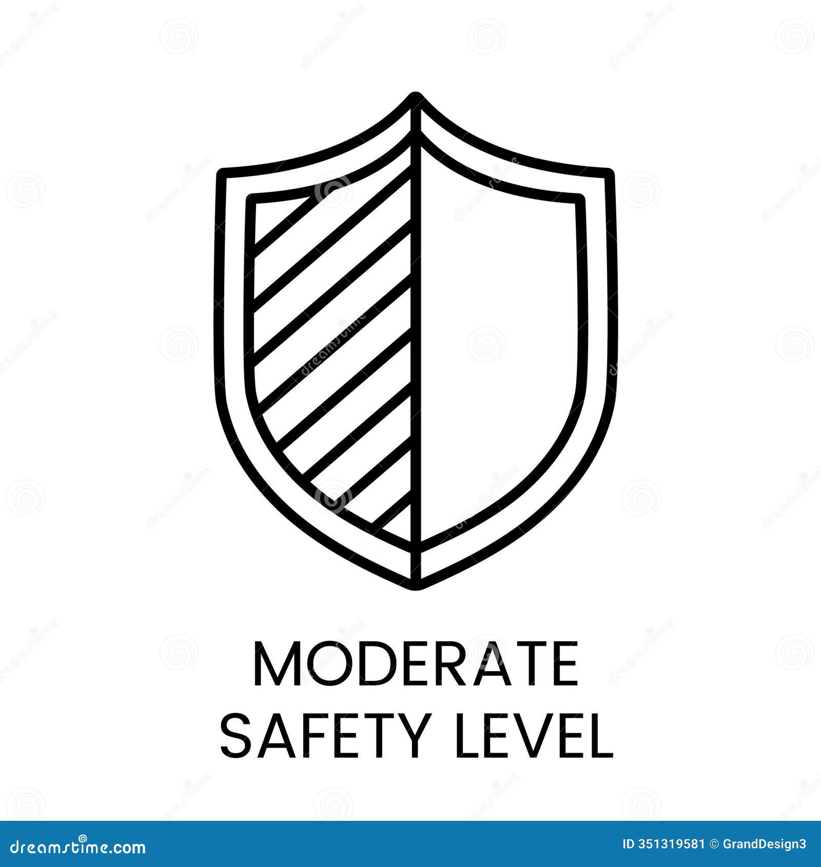 A Vector Linear Icon of a Shield Split into Two Sections, with One Half ...