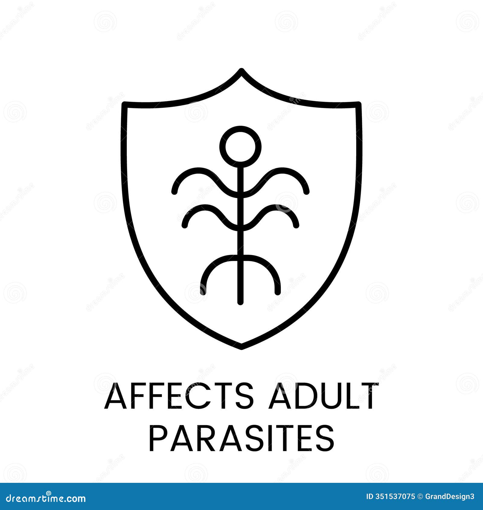 A Vector Linear Icon of a Shield with a Stylized Parasite Inside ...