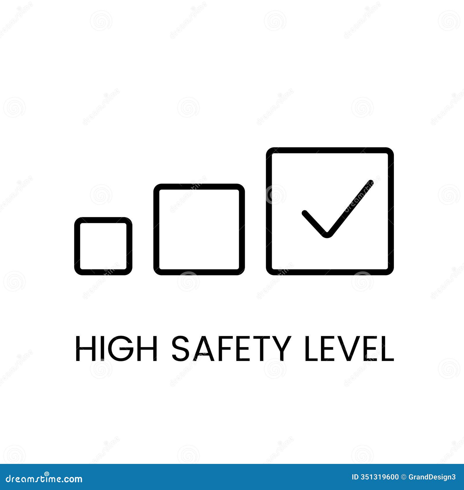 A Vector Linear Icon of Three Squares Increasing in Size with a Check ...