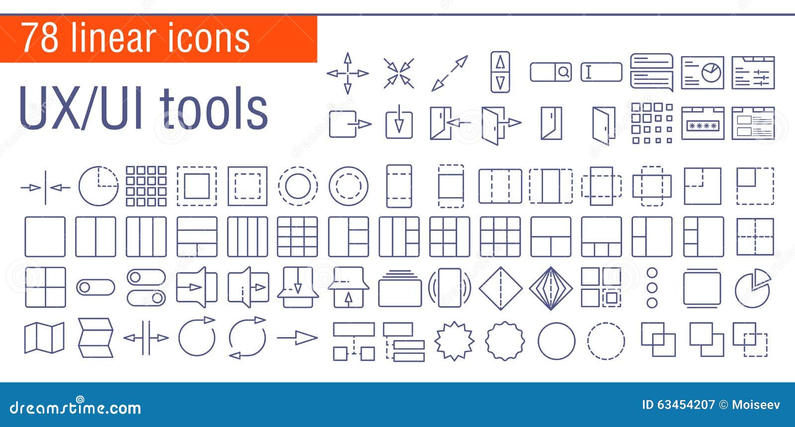 Vector Linear Icons Set of UI/UI Tools Stock Vector - Illustration of ...