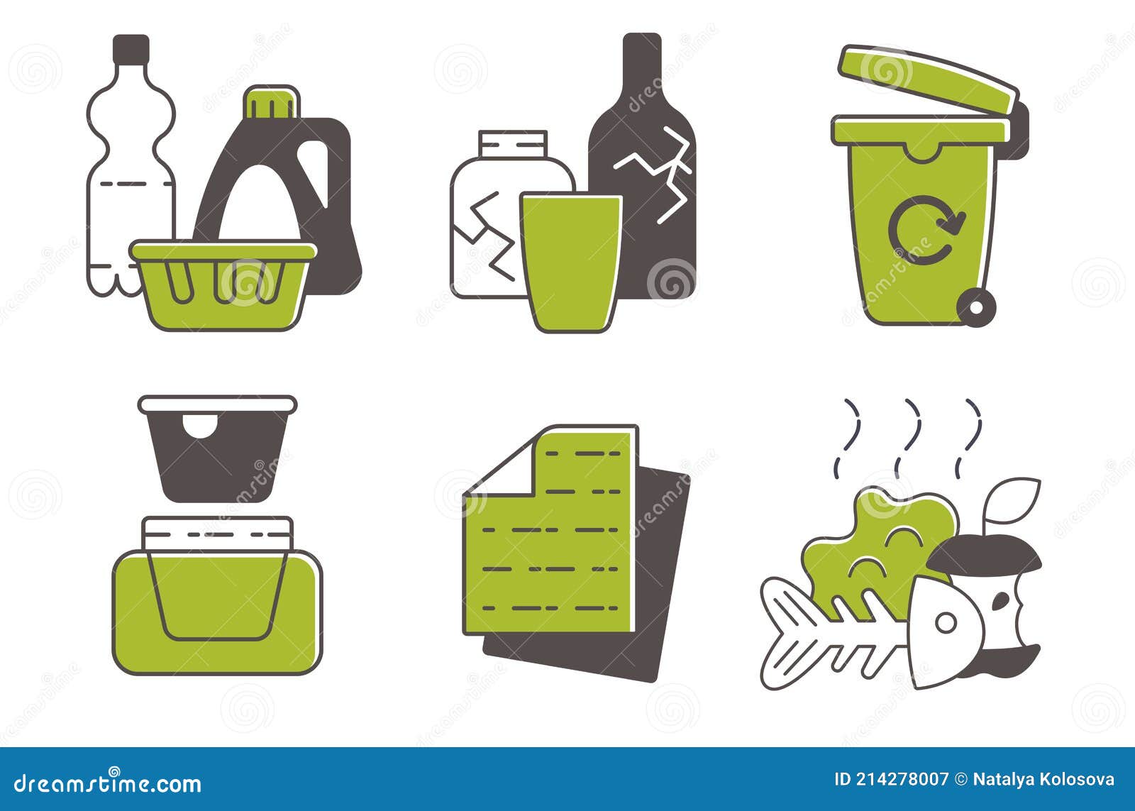 Vector Linear Icons on the Theme of Ecology and Zero Waste. Stylized ...