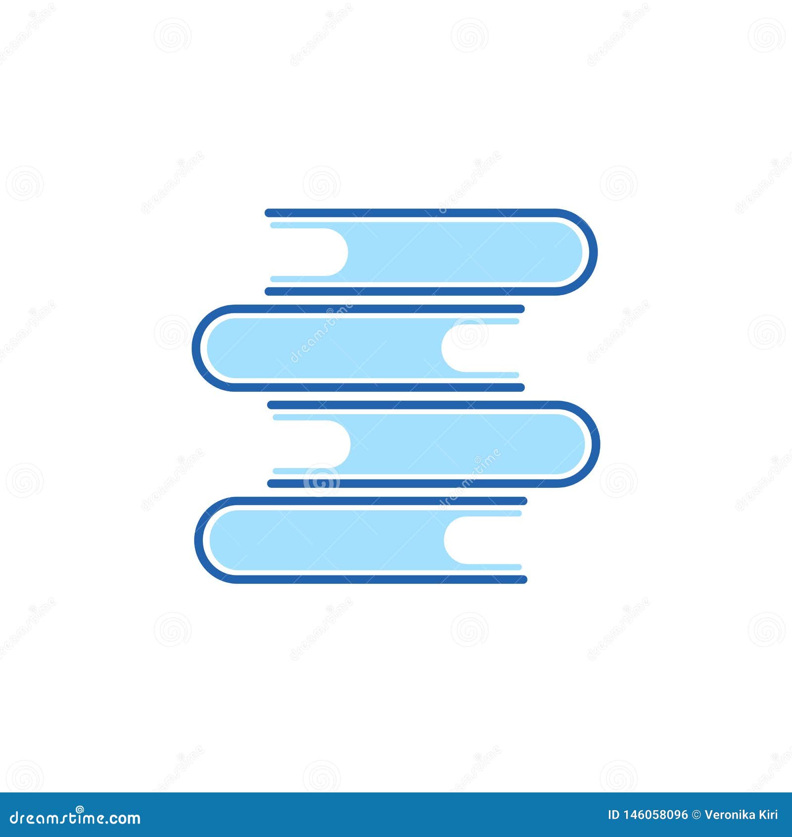 Vector Linear Illustration of Books in Blue Colors.a Stack of Textbooks ...