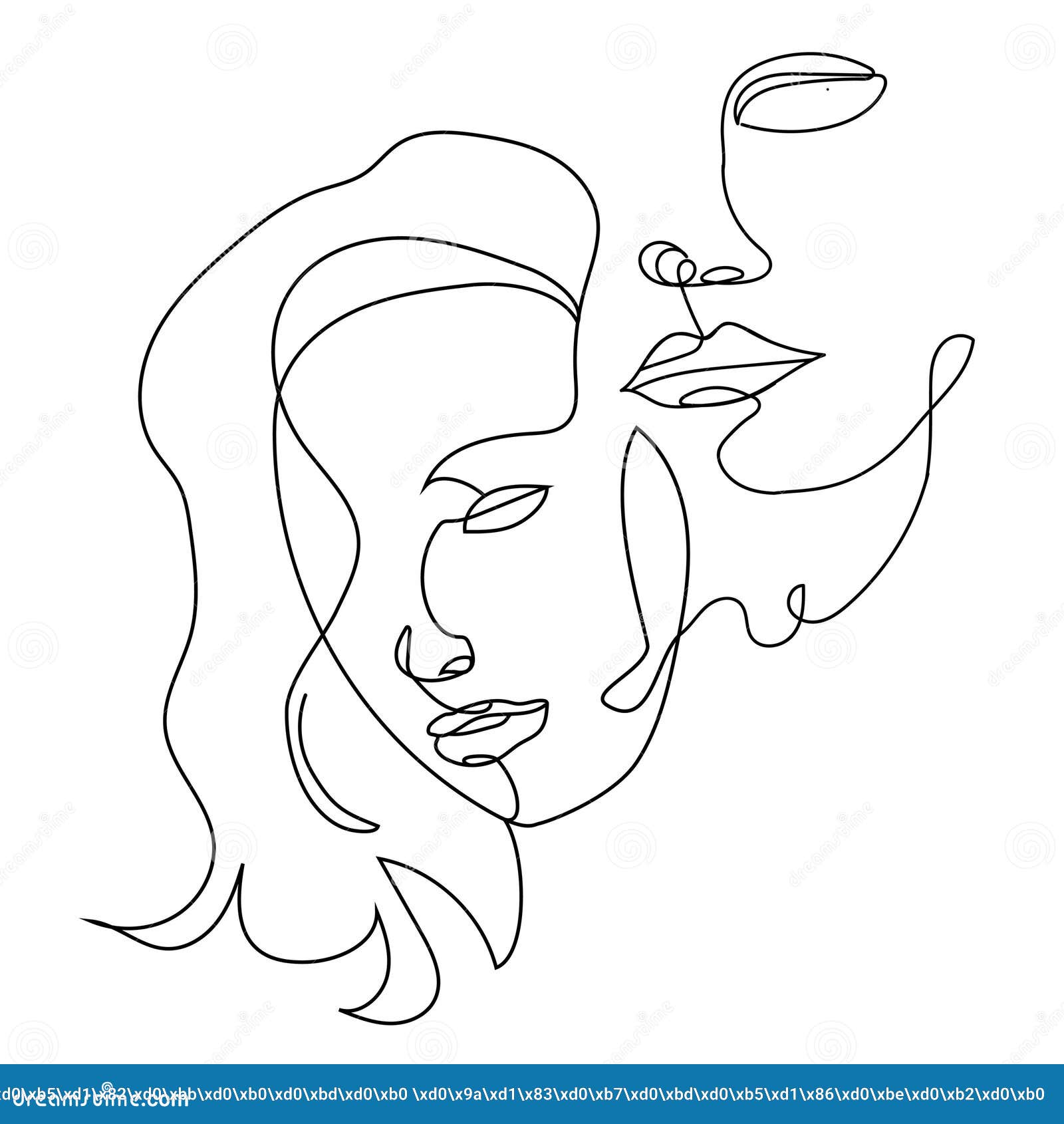 Vector Linear Illustration of the Face of Two Women Stock Vector ...