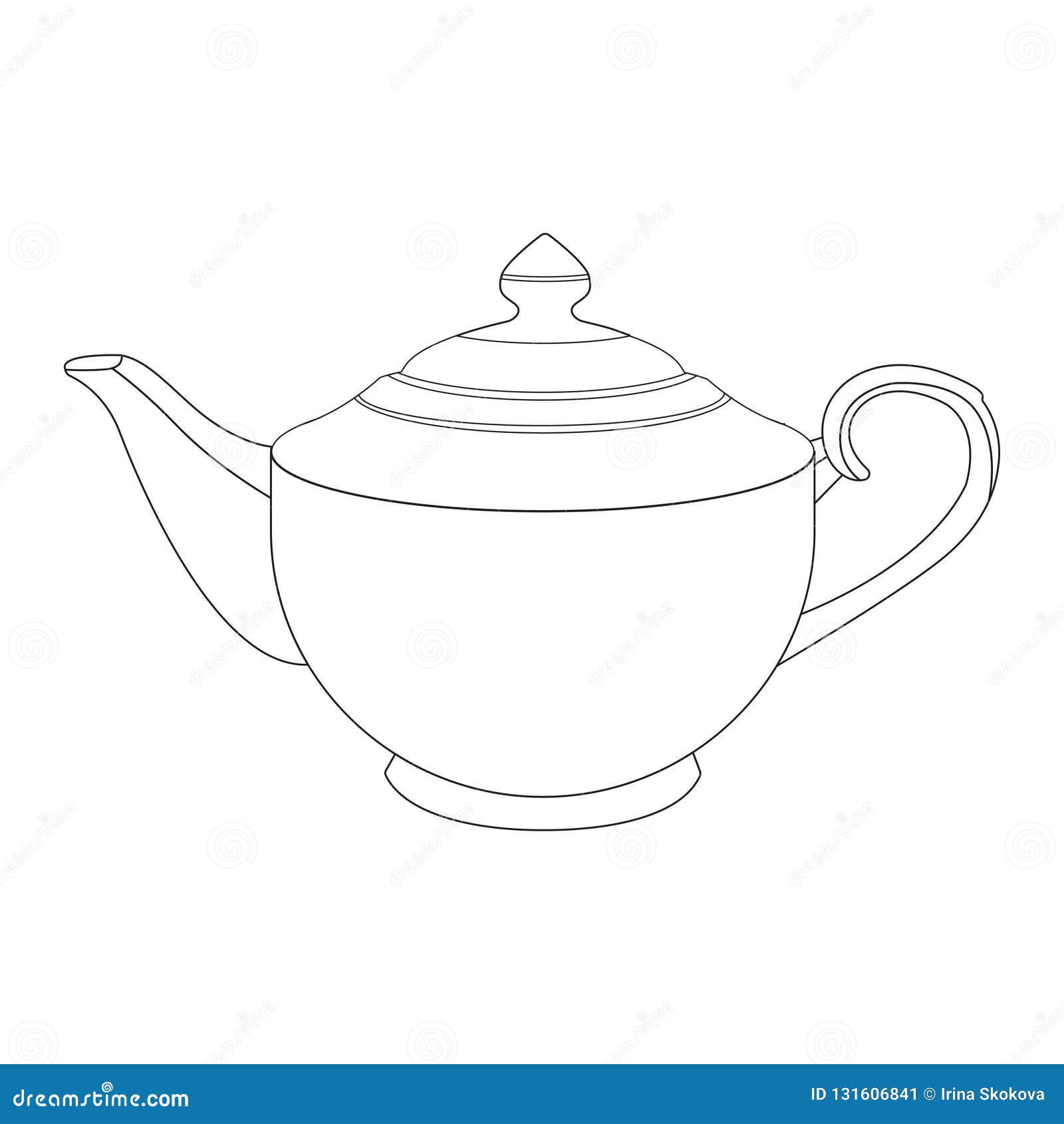 Vector Linear Illustration Of Vintage English Teapot. | CartoonDealer ...