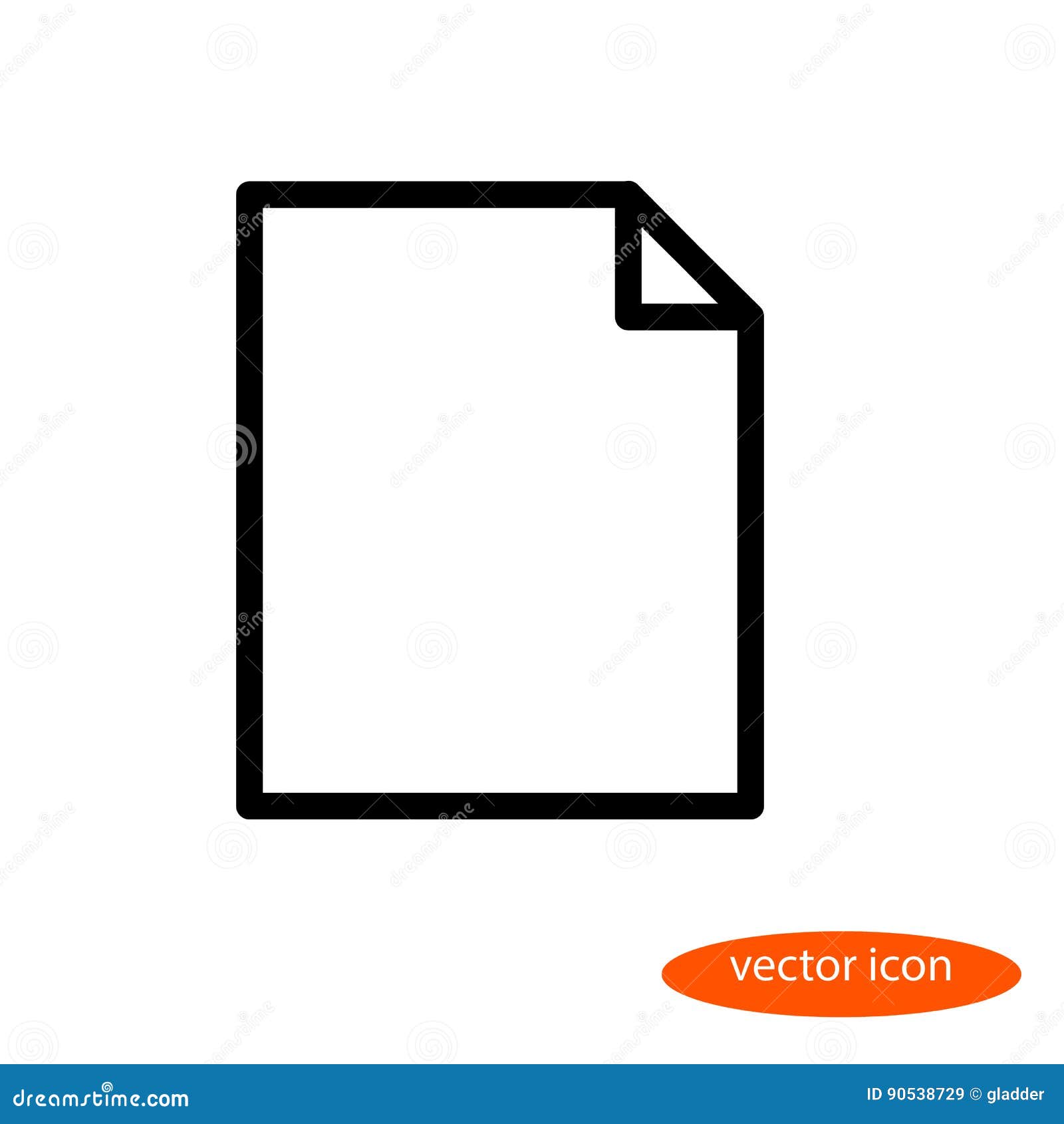 Vector Linear Image of a Blank Sheet of Paper, a Flat Line Icon Stock ...
