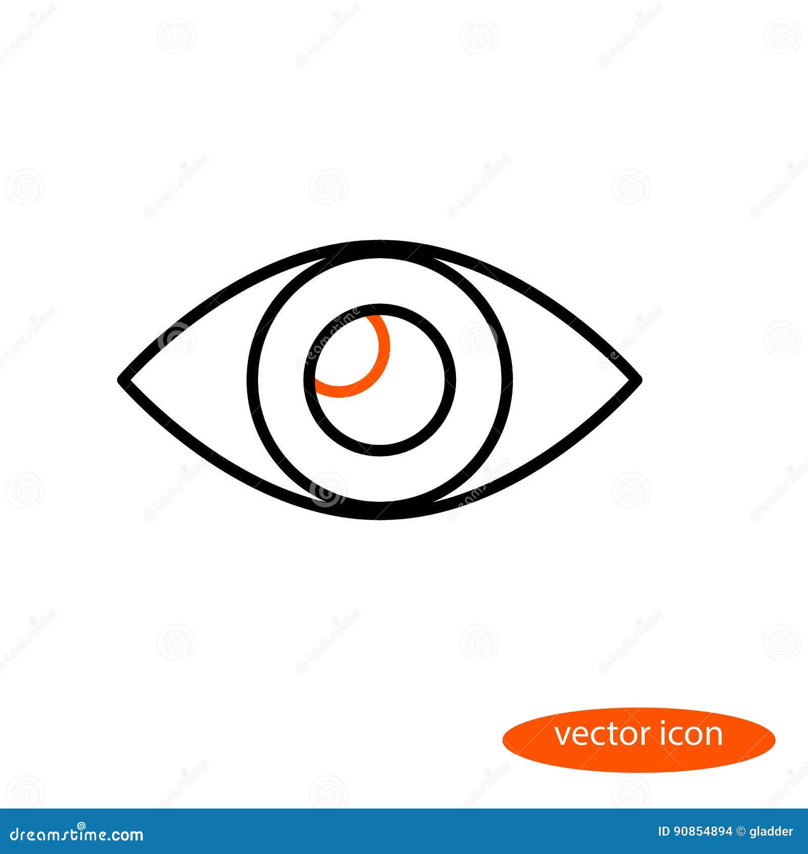 Vector Linear Image of the Eye, Flat Line Icon Stock Illustration ...