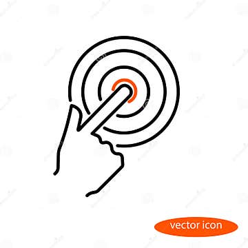 Vector Linear Image of a Finger of a Finger Pushing a Button, a Flat ...
