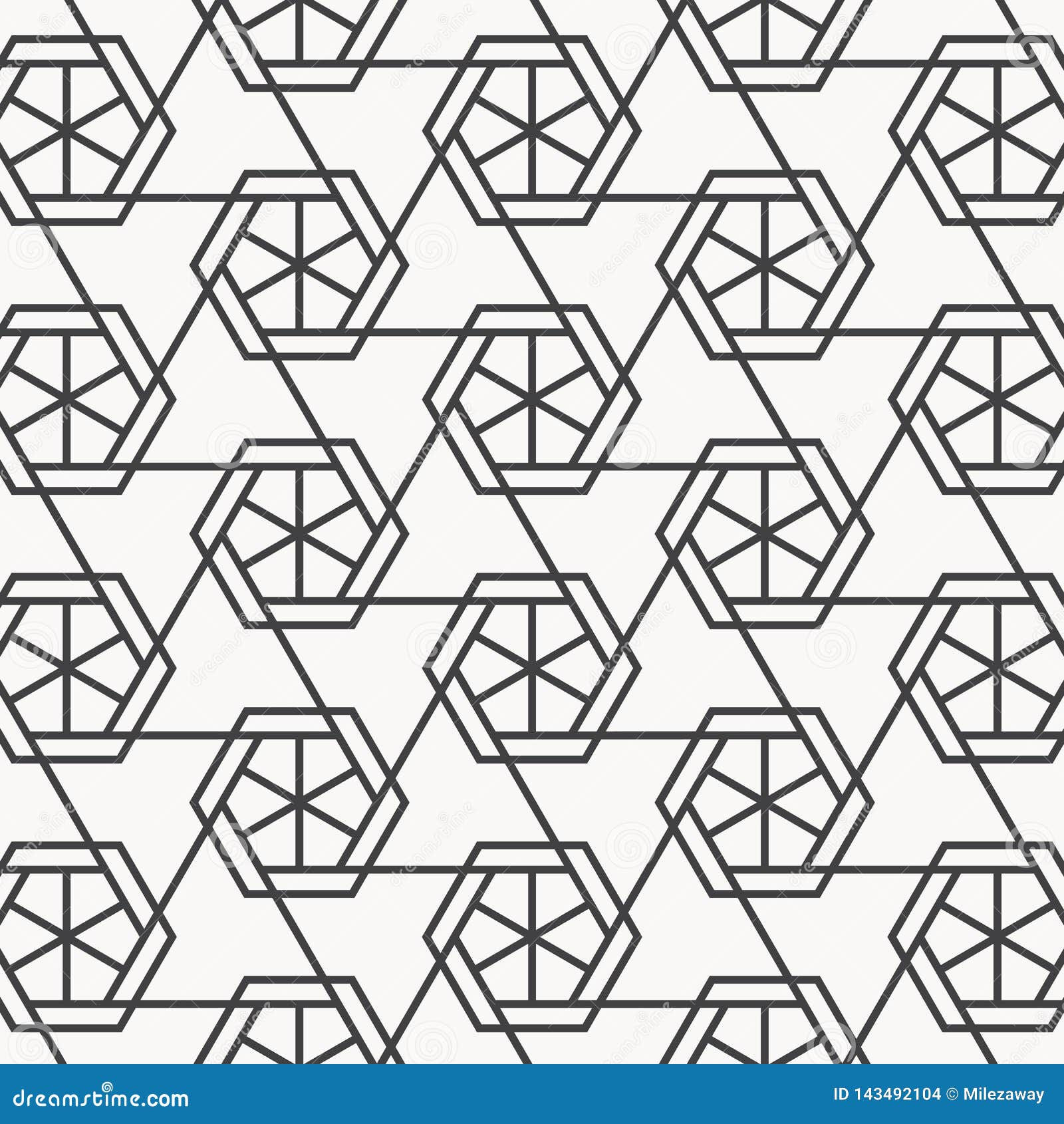 Vector Linear Pattern Repeating Geometric Triangular Grid On Hexagon