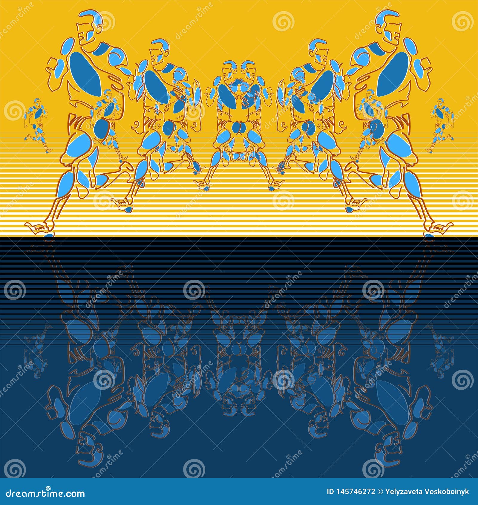 Vector Linear Pattern of Stylized Figures of Athletes Stock ...