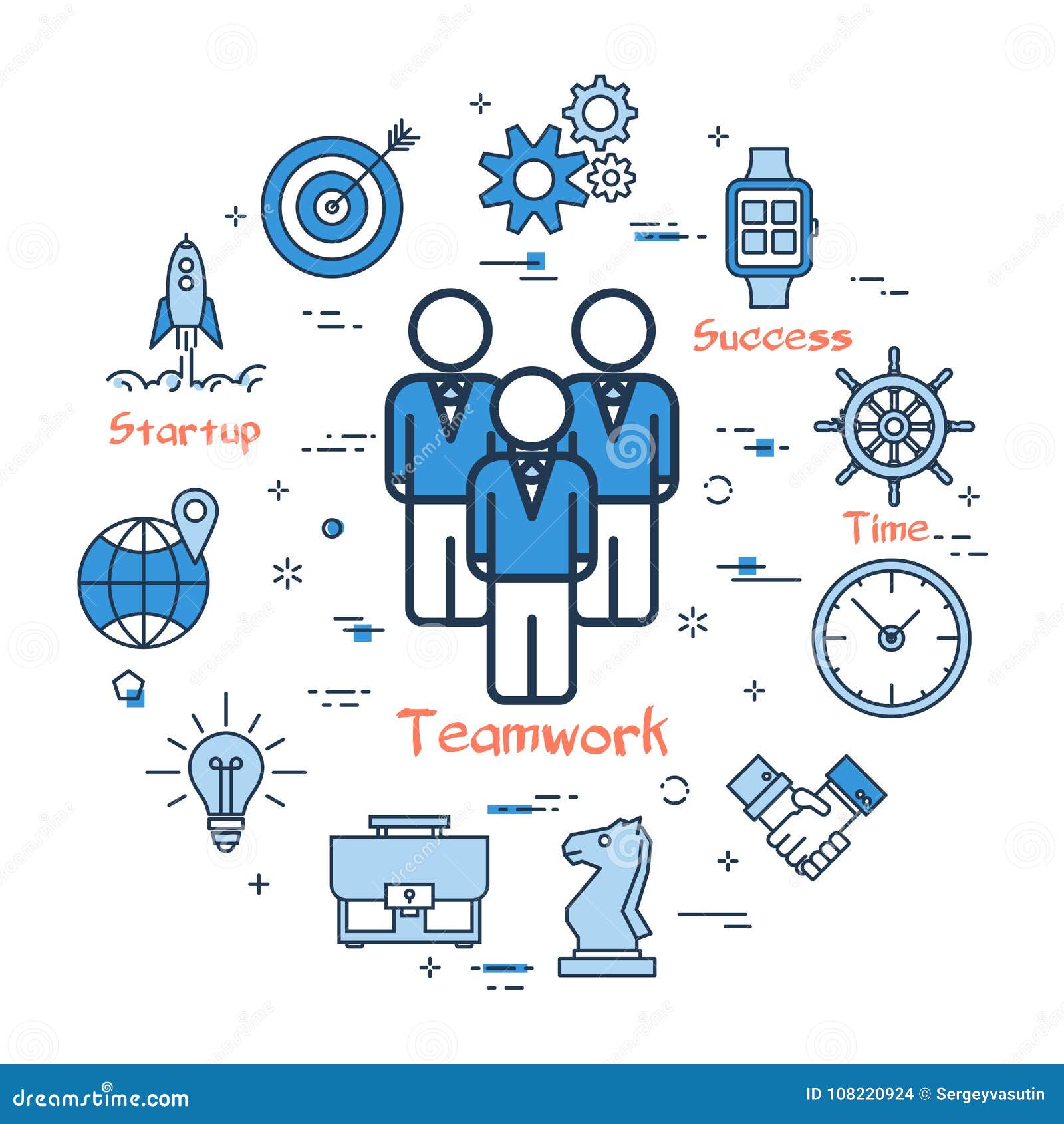 Blue Teamwork Group Concept Stock Vector - Illustration of graph ...