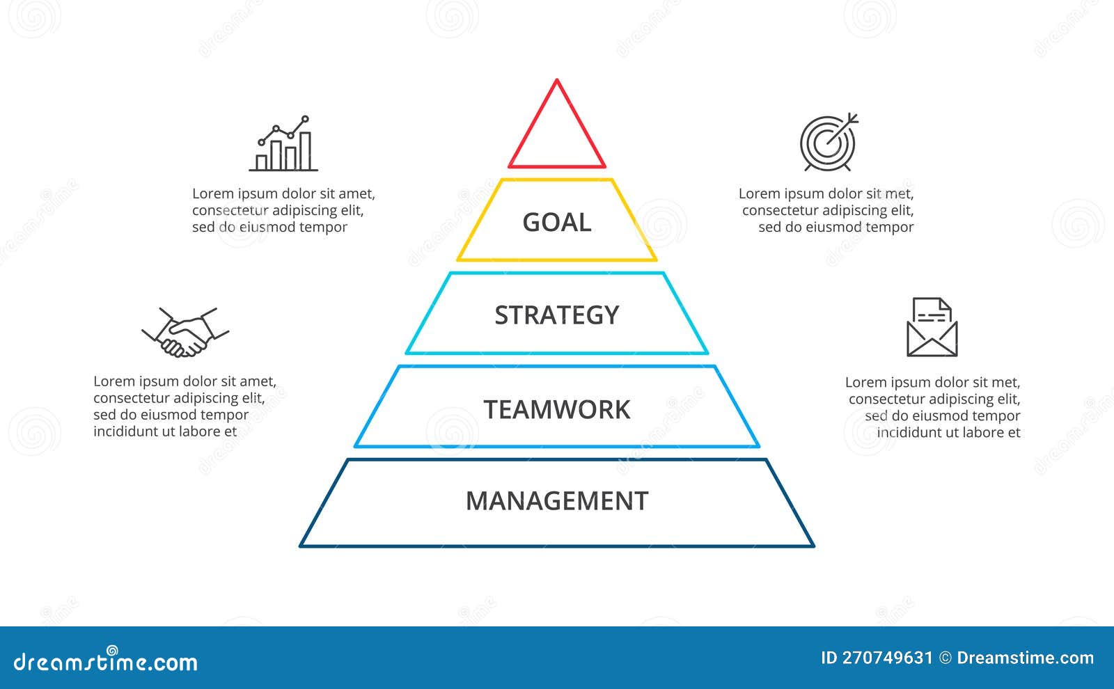 Vector Linear Pyramid Infographic with 4 Options. Business Presentation ...