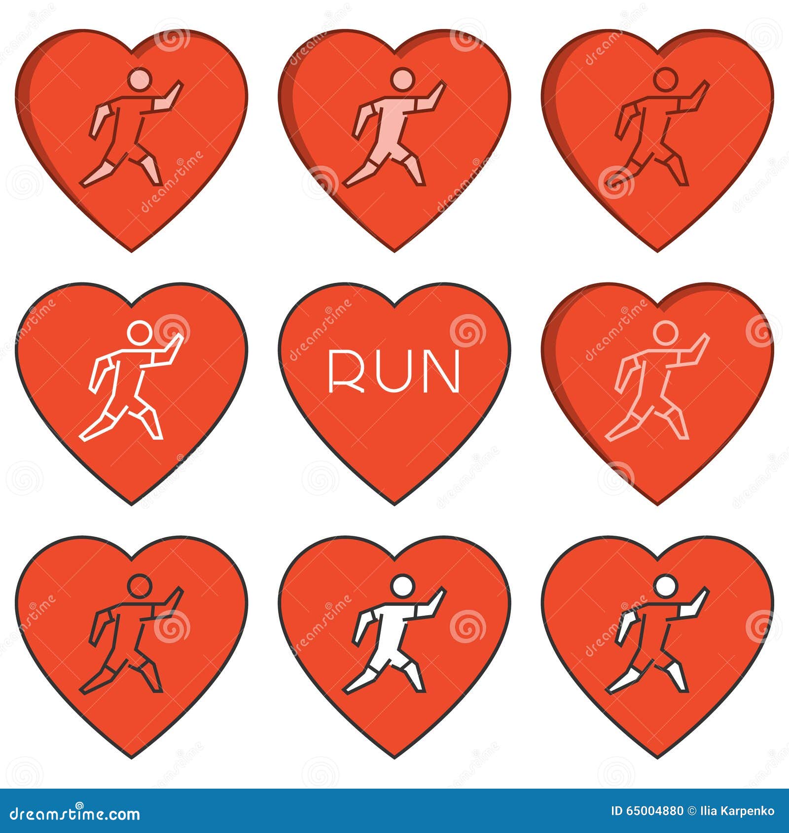 Vector Linear Running Logo and Symbol. I Love Run Stock Illustration ...