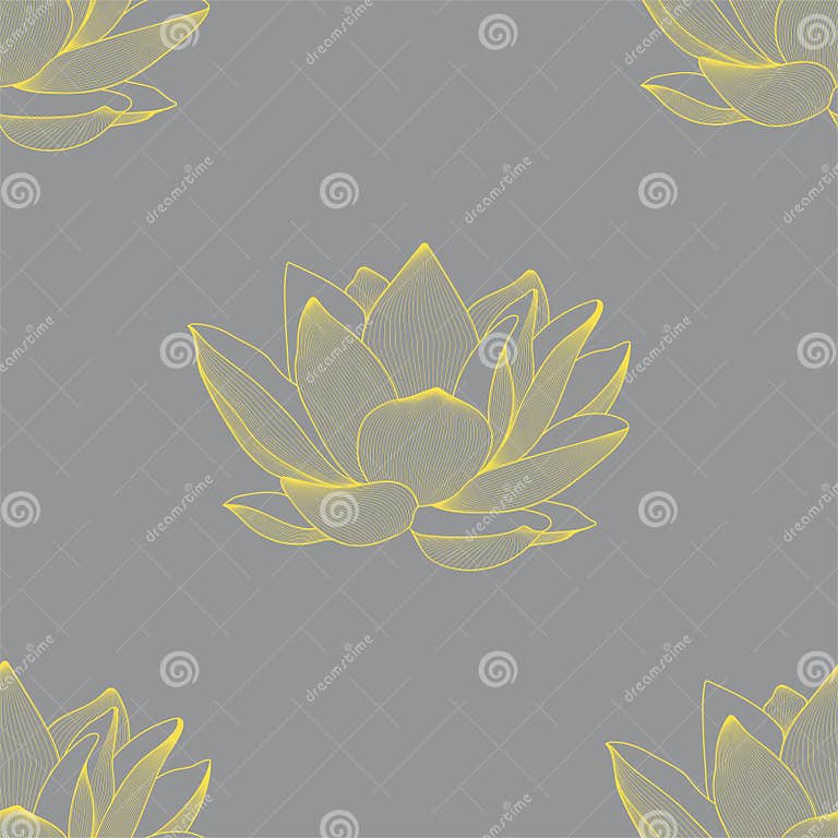 Vector Linear Seamless Pattern of Lotus Flowers. Graphics Stock Vector ...