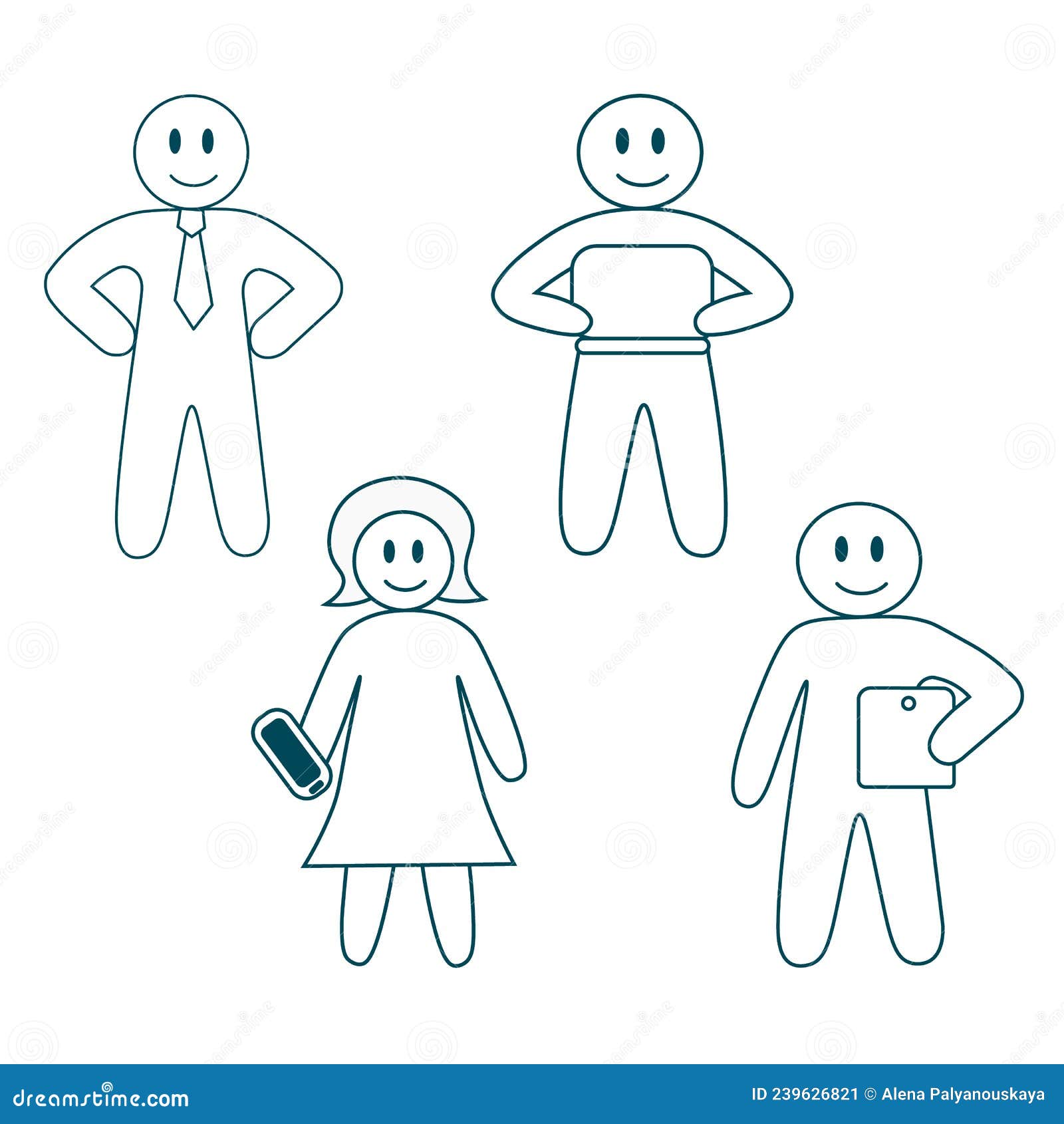 Vector Linear Simple Business People Icons Stock Vector - Illustration ...