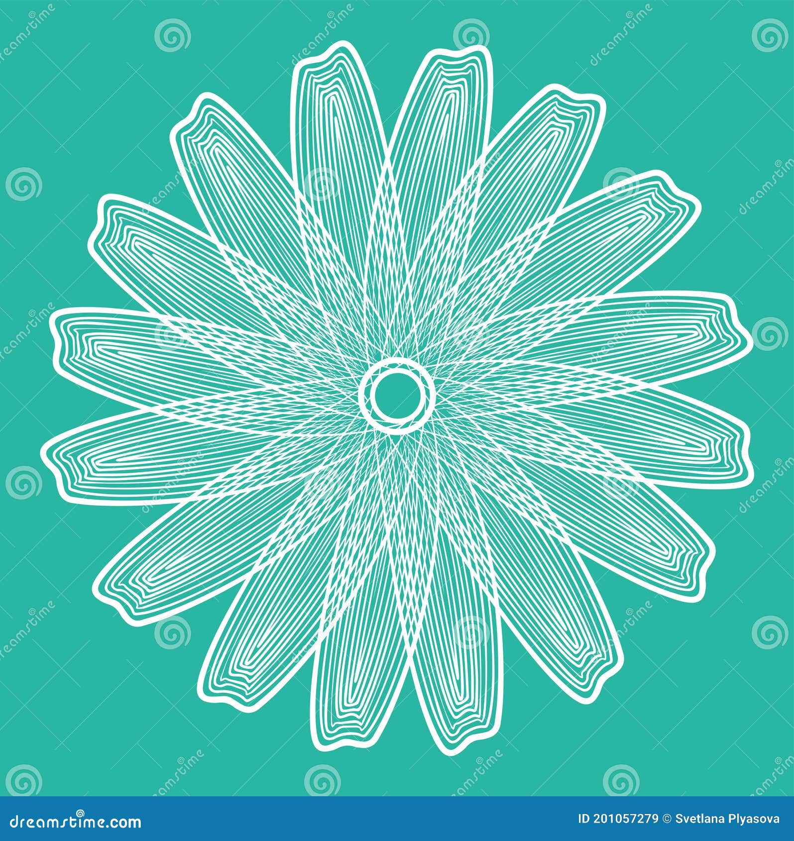 Vector Linear Stylized White Flower on a Green Background Stock ...