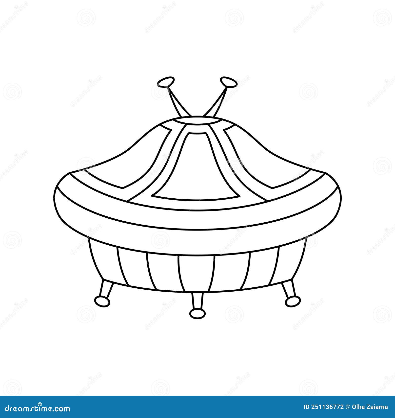 Vector Linear UFO Illustration on White Background. Isolated Outline ... Vector Linear UFO Illustration on White Background. Isolated Outline ...