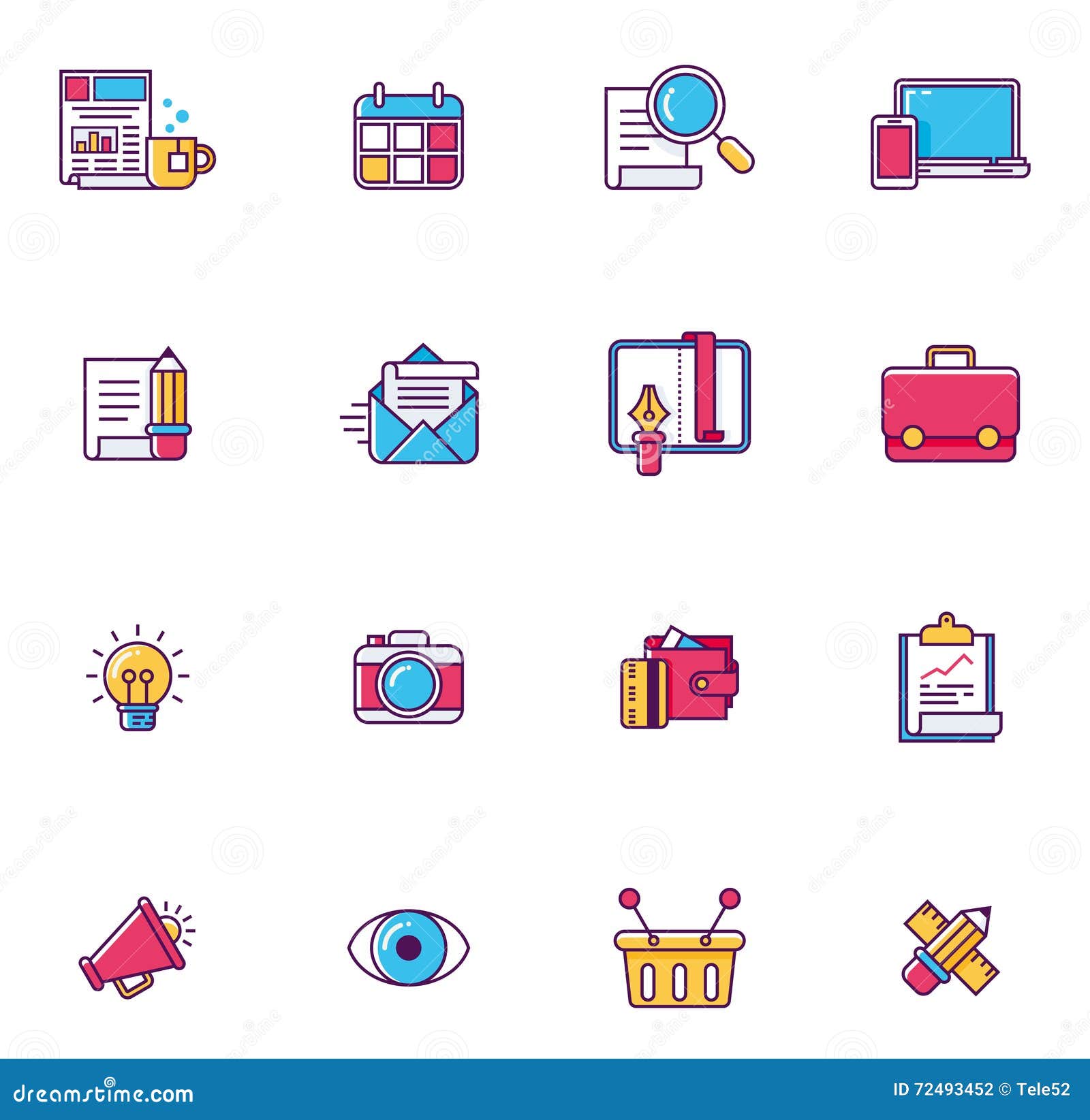 Vector Linear Universal Web Page Symbols Stock Vector - Illustration of ...