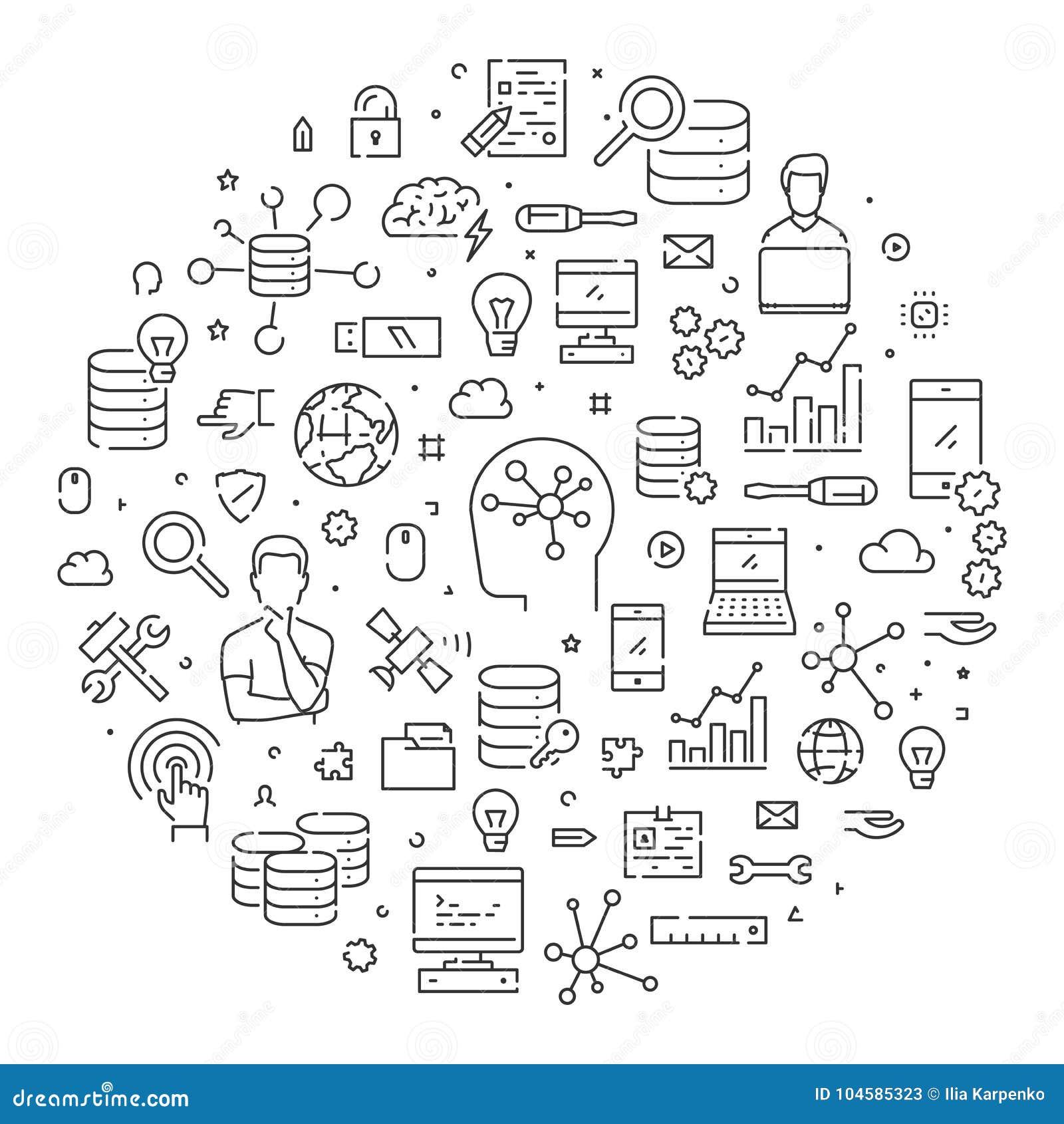 Vector Linear Web Banner for Big Data Stock Illustration - Illustration ...