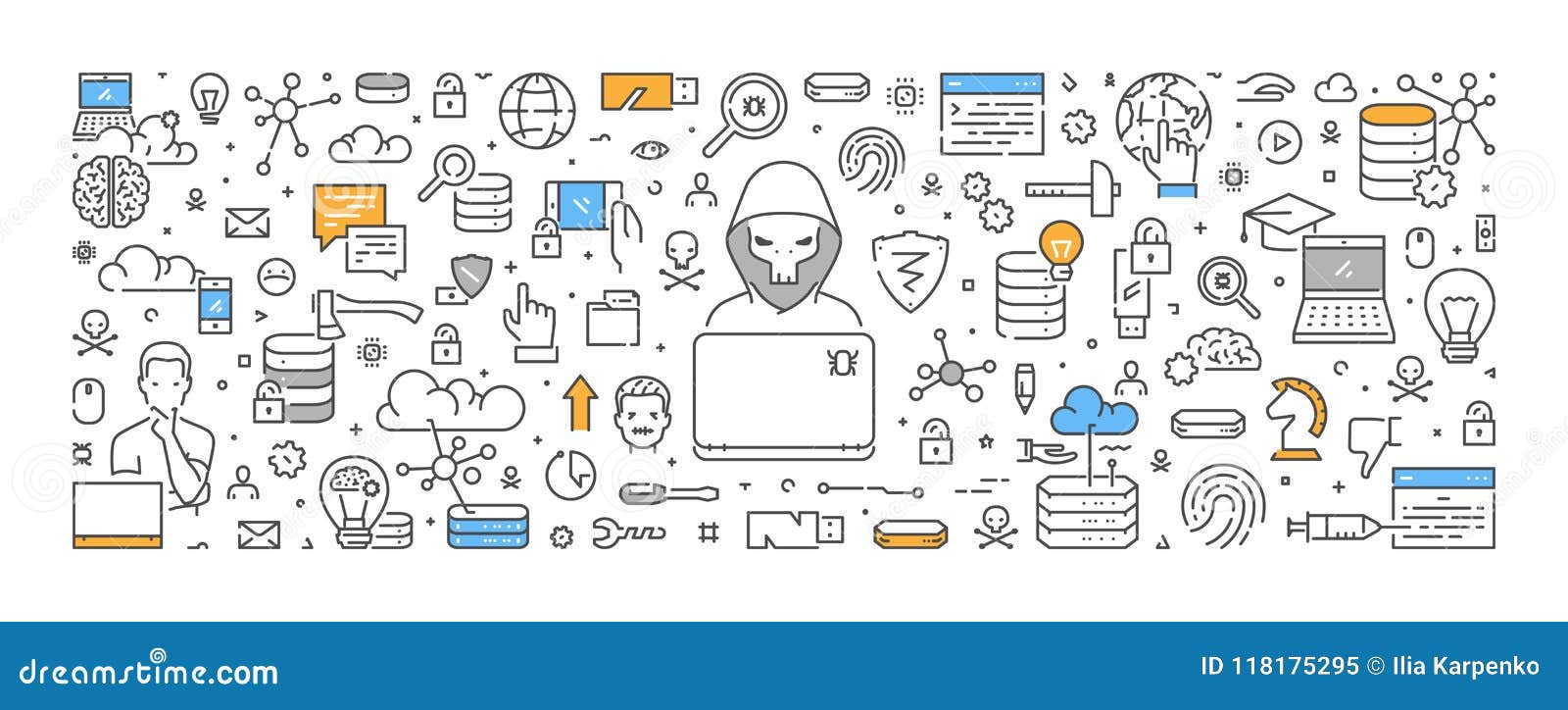 Vector Linear Web Concept for Hacking Stock Illustration - Illustration ...