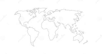 Vector Linear World Map, Editable Stroke. Vector Illustration Isolated ...