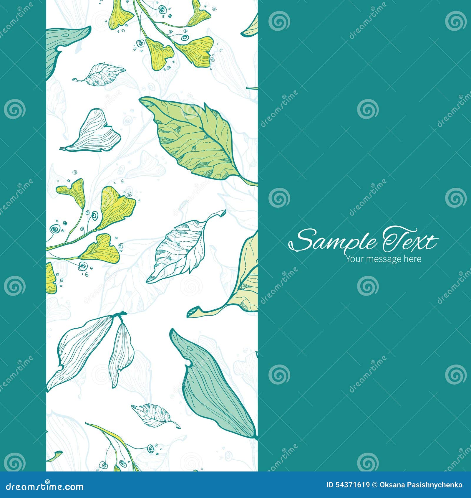 Vector Lineart Spring Leaves Vertical Frame Stock Vector - Illustration ...