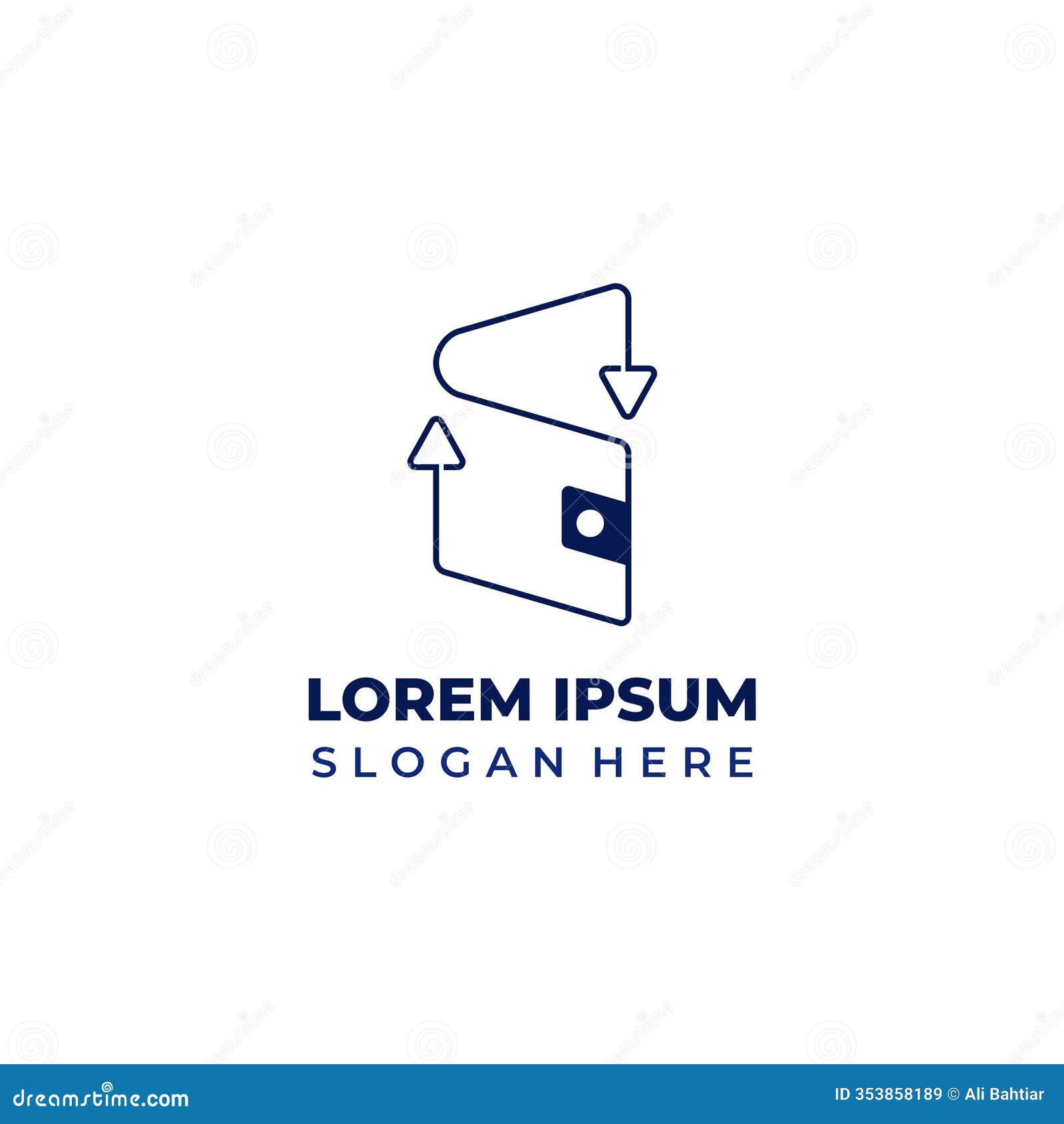 Vector Lineart Style Wallet Logo, Dark Blue, Electronic Wallet Icon ...