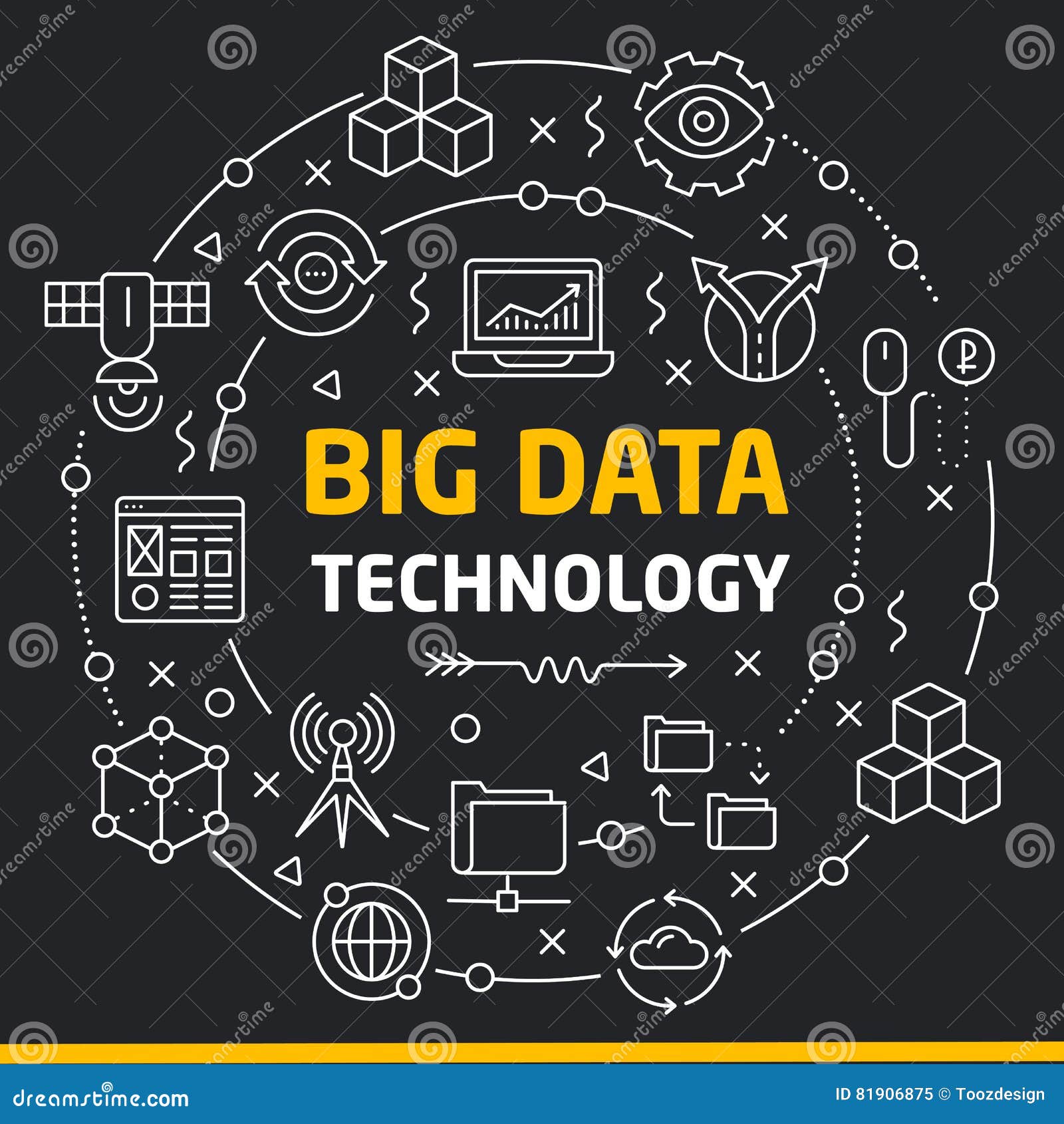 Vector Lines Icons Illustration Big Data Stock Vector - Illustration of ...
