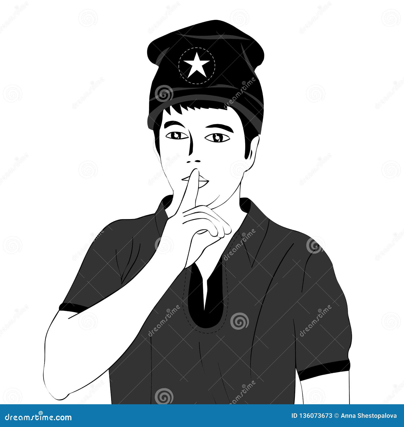 Vector Lines. Man Showing Silence Gesture Stock Vector - Illustration ...