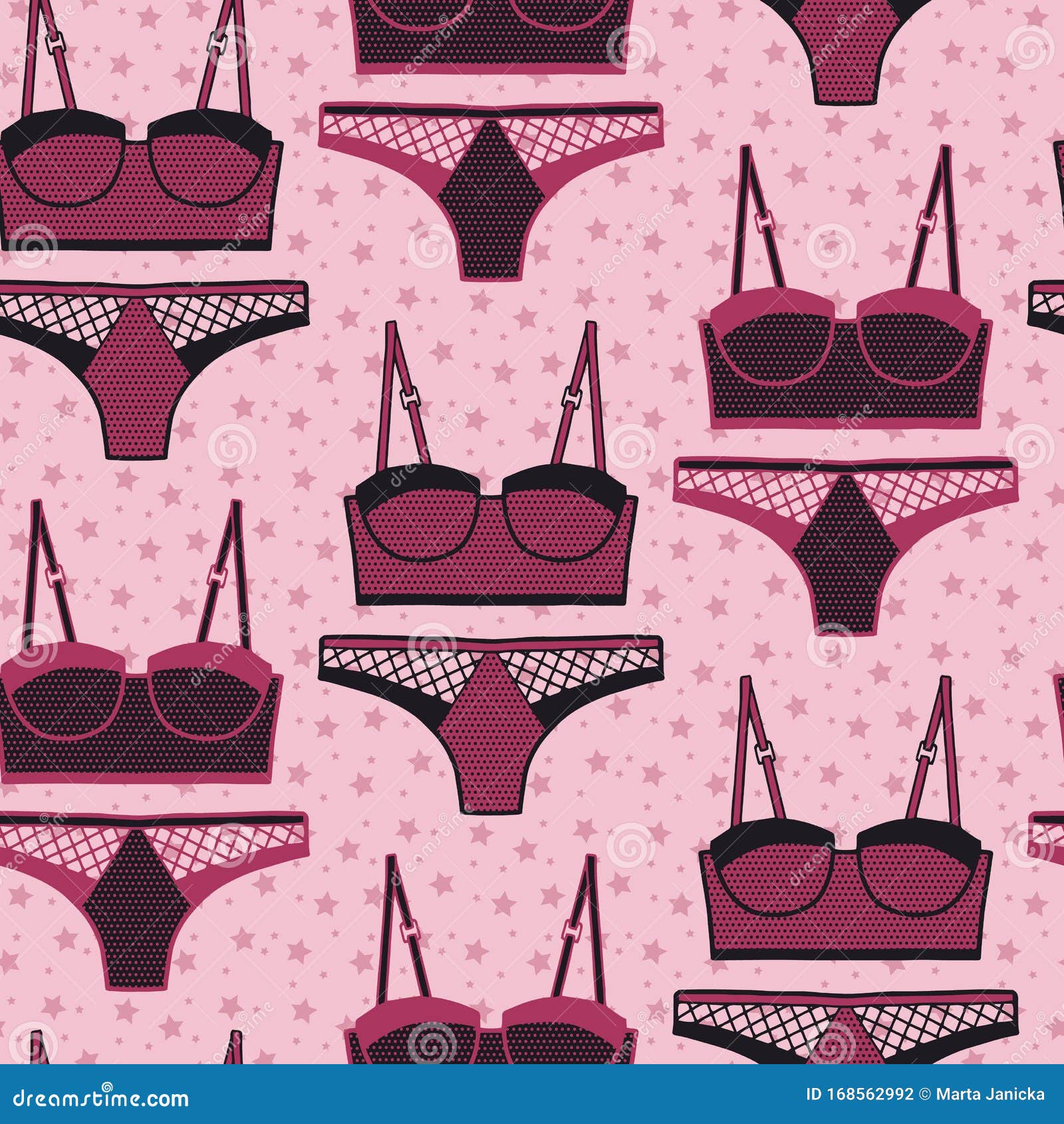 Vector Lingerie Pattern In Pink And Black Stock Vector Illustration