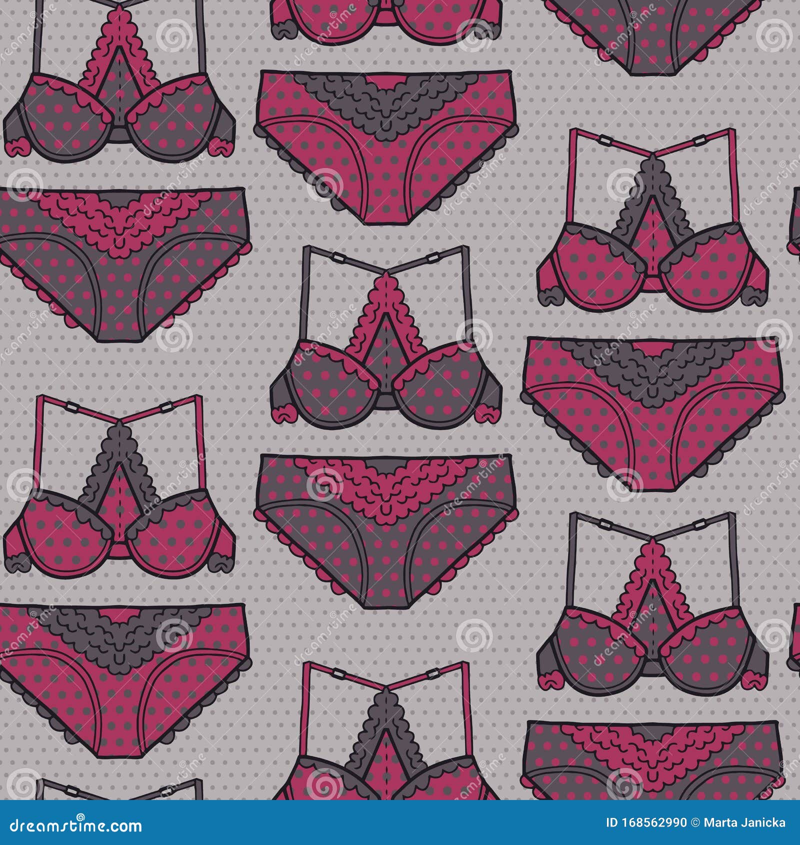Vector Lingerie Pattern In Pink And Grey Stock Vector Illustration Of