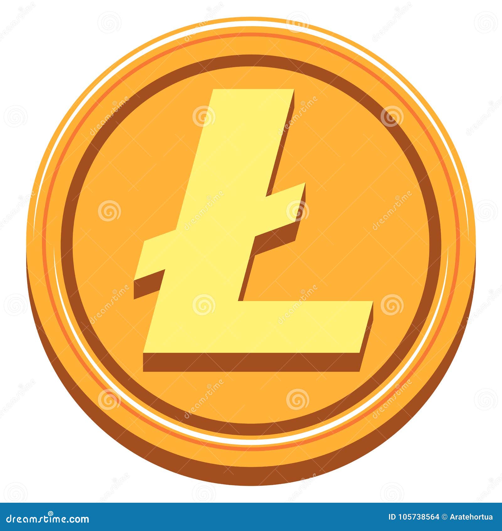 Litecoin Icon on Golden Coin Isolated Stock Illustration - Illustration ...