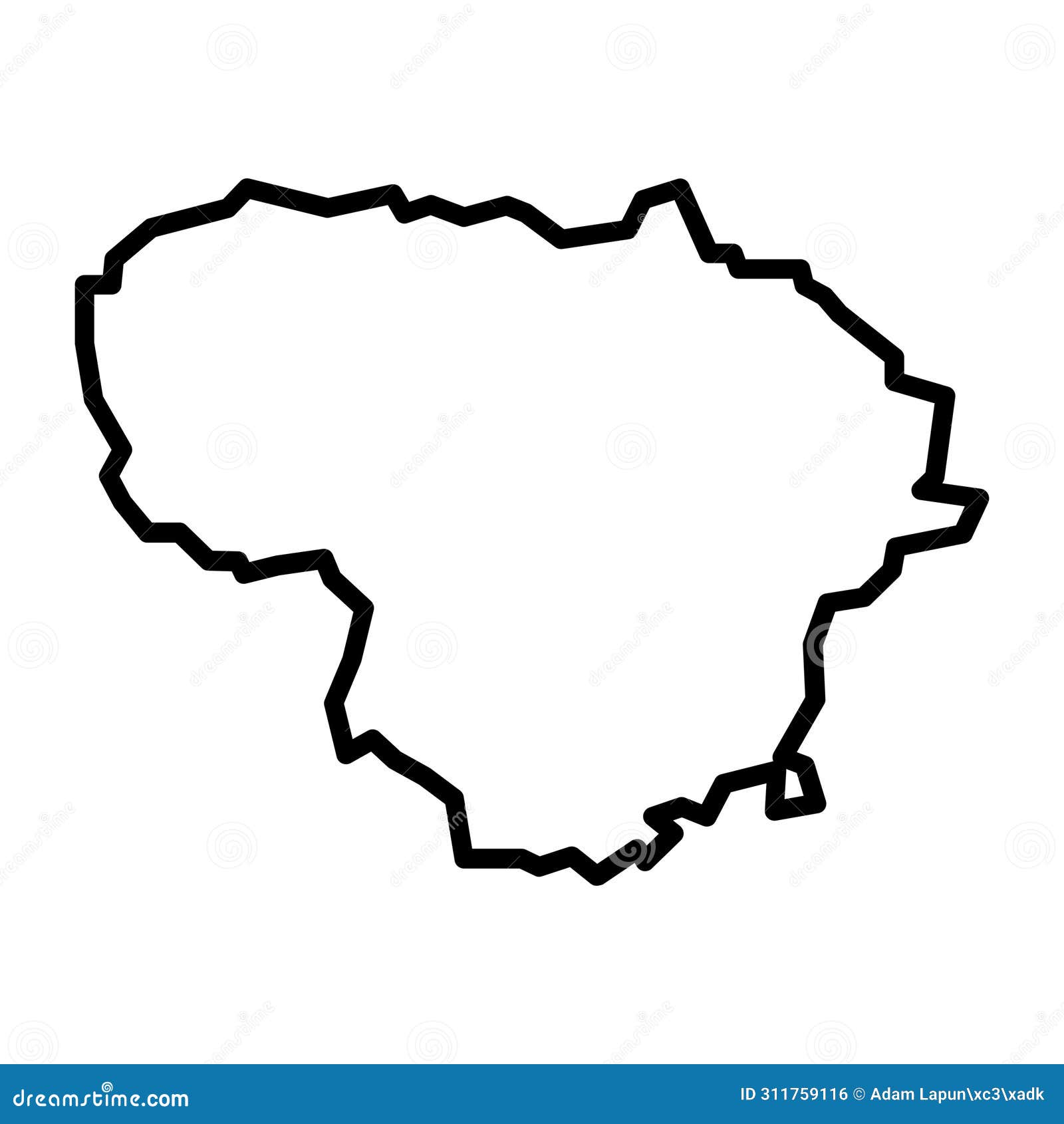 Vector Lithuania Outline Map on White Background Stock Vector ...