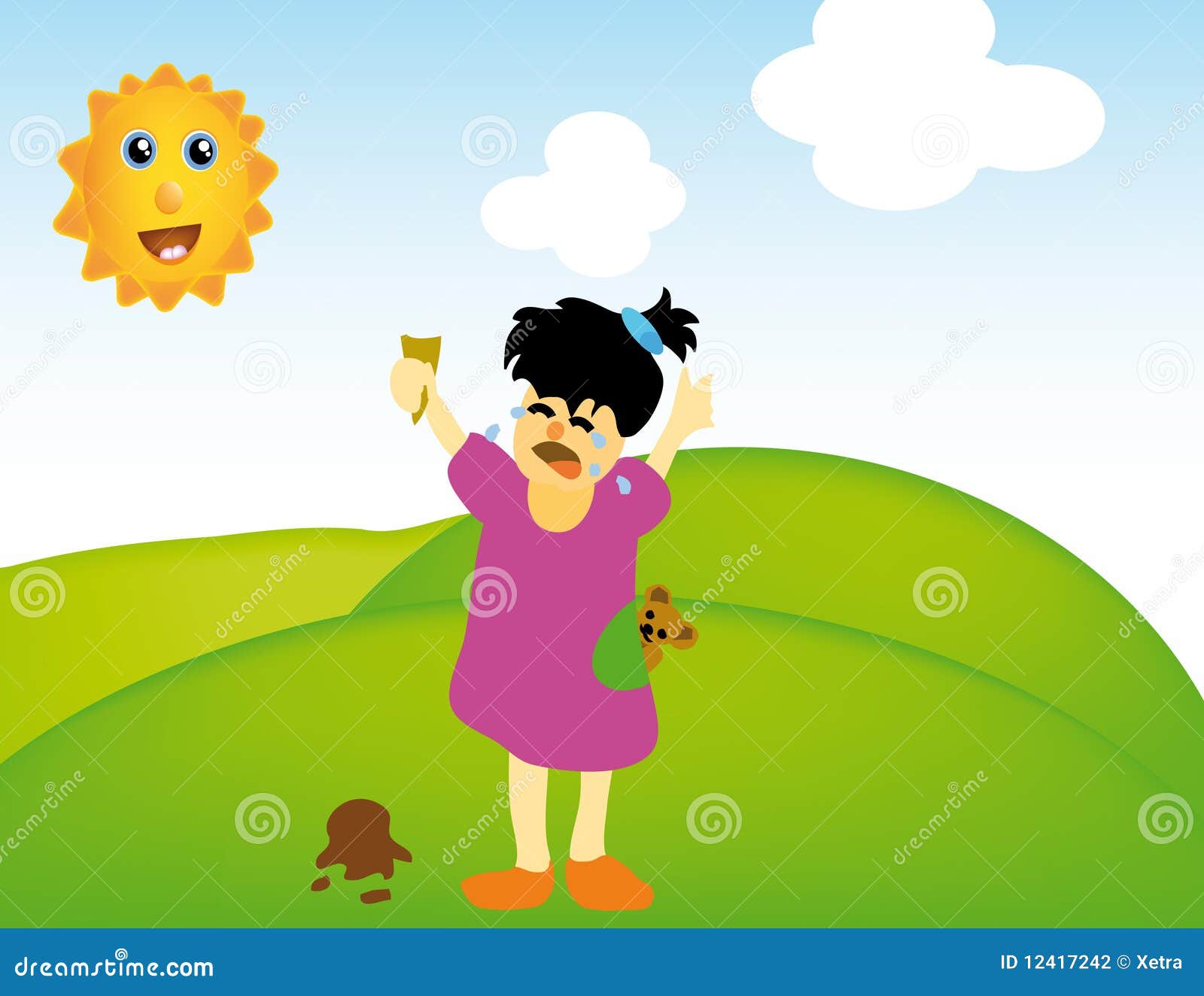 Vector Little Girl Is Crying | CartoonDealer.com #12417242