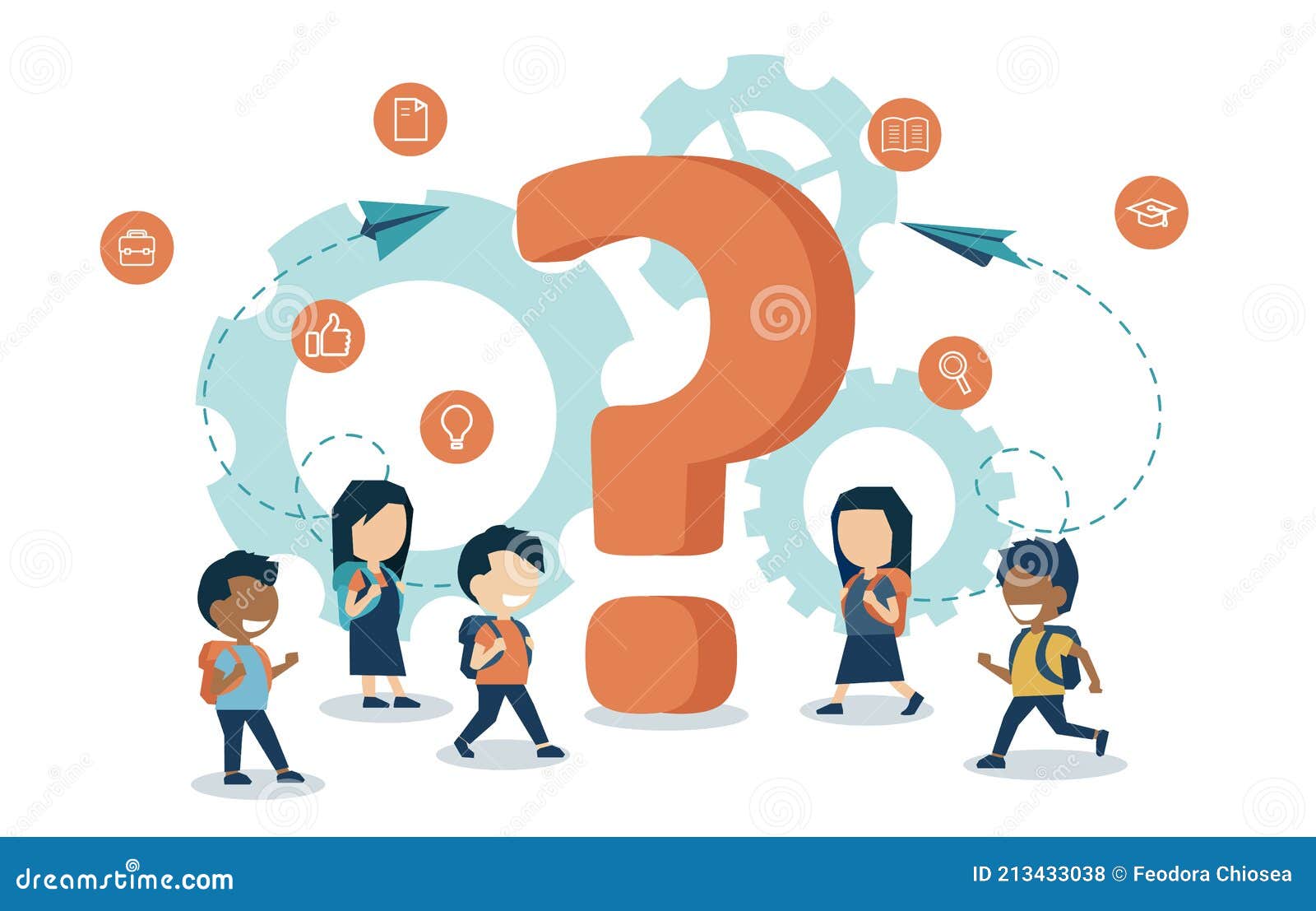 Vector of Little Kids Standing Around a Big Question Mark Stock Vector ...
