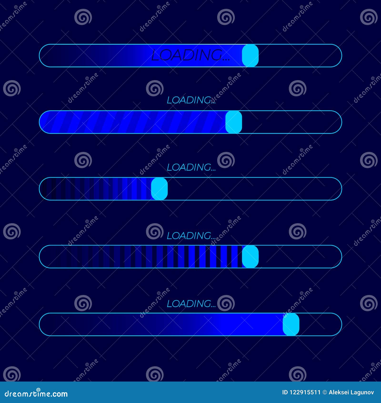 Vector Loading Bar Futuristic Illustrations, Icons Set, Web Neon ...