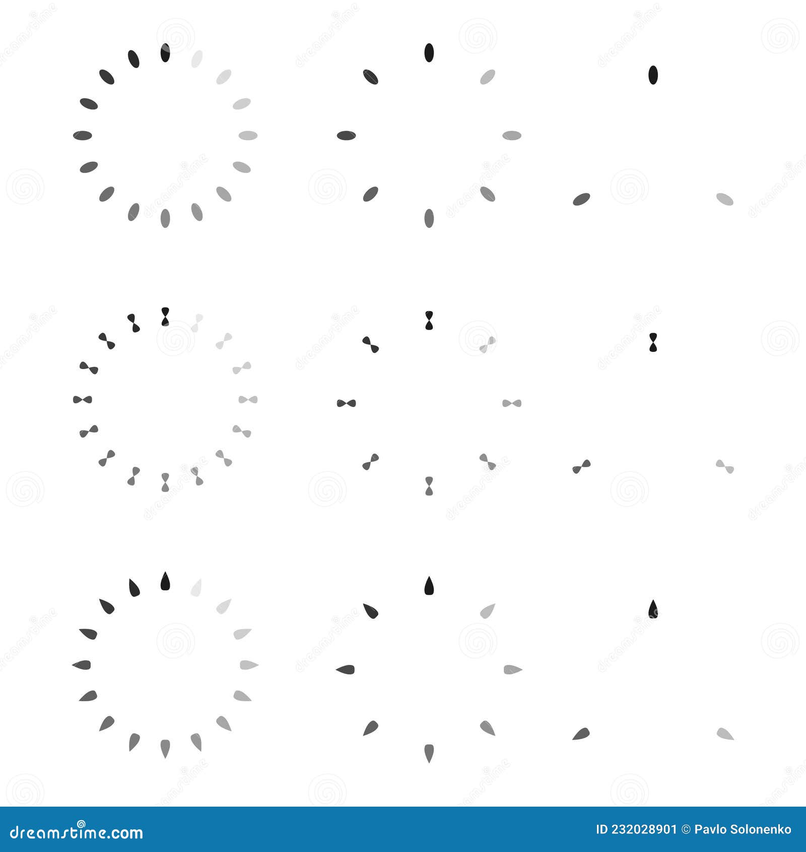 Loading Process Bar Vector Isolated Elements on White Backgroud. Stock ...