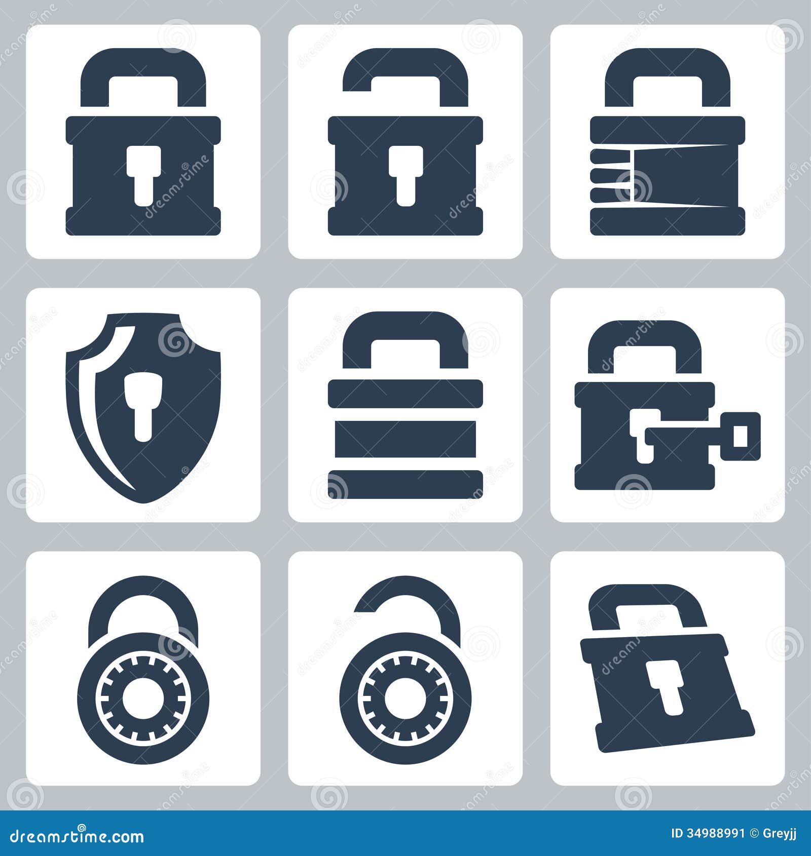 Vector lock icons set stock vector. Illustration of safe - 34988991