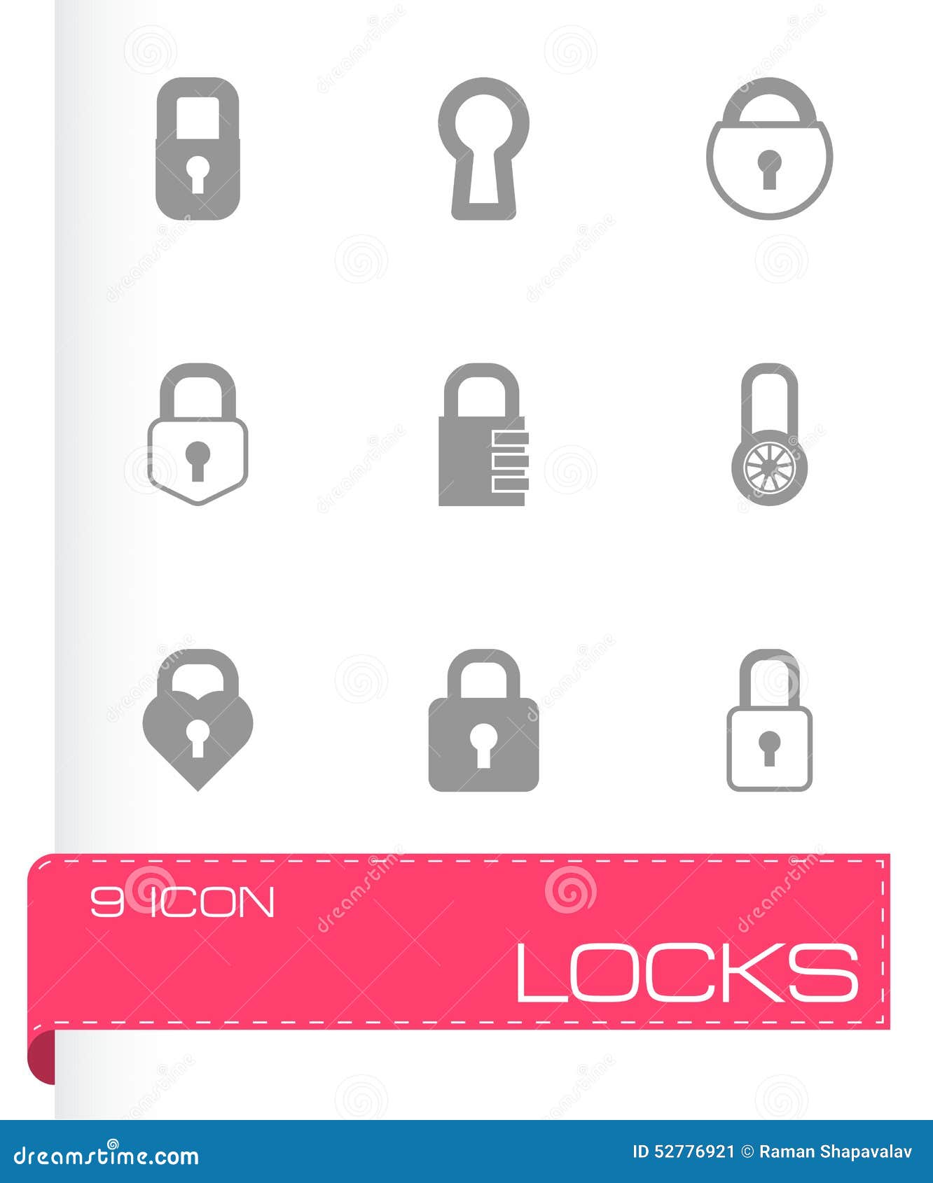 Vector Locks In A Shields, Neon Icons On The Dark Green Circuit ...