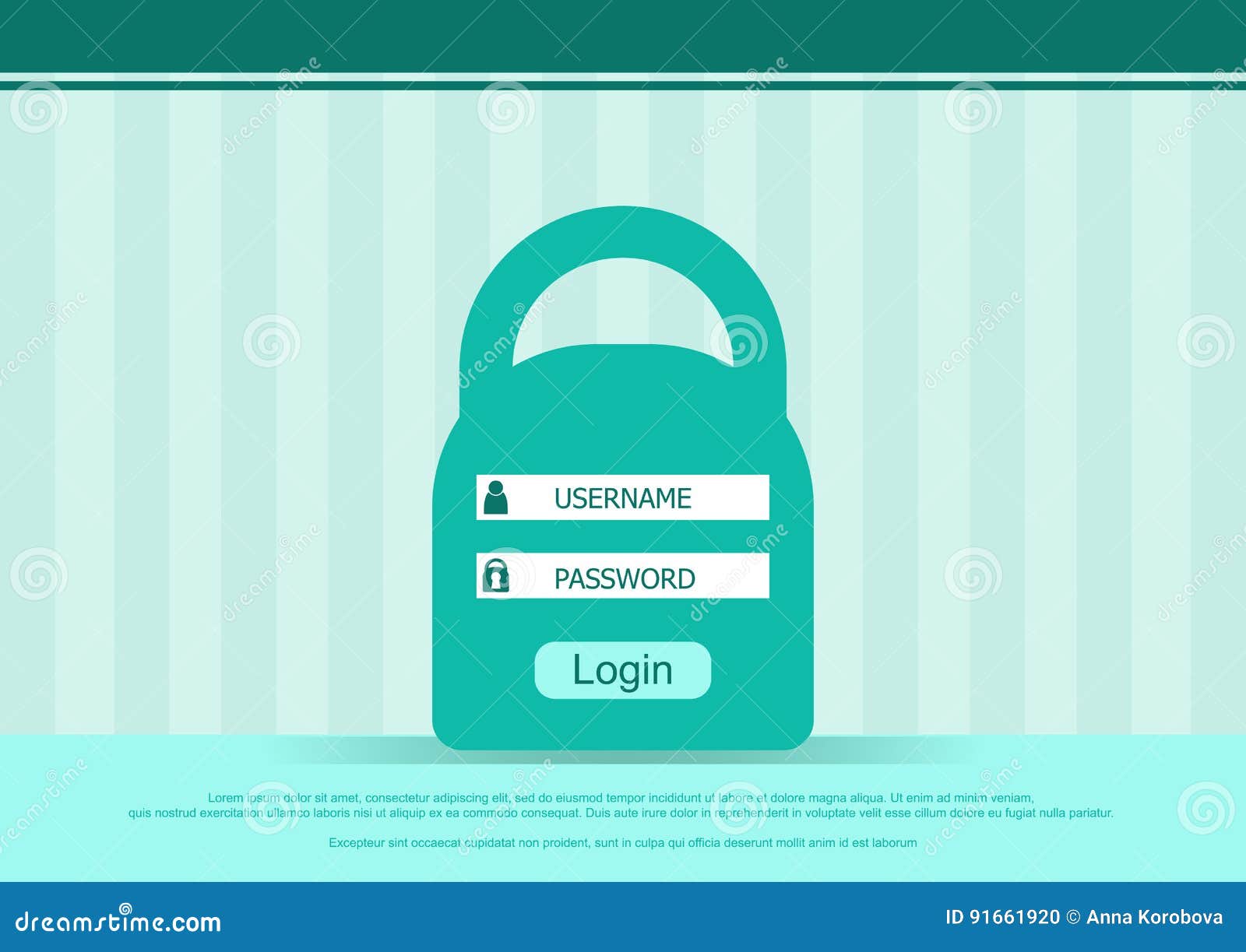 Vector Login Box Form, Interface Page - Username and Password. Flat ...