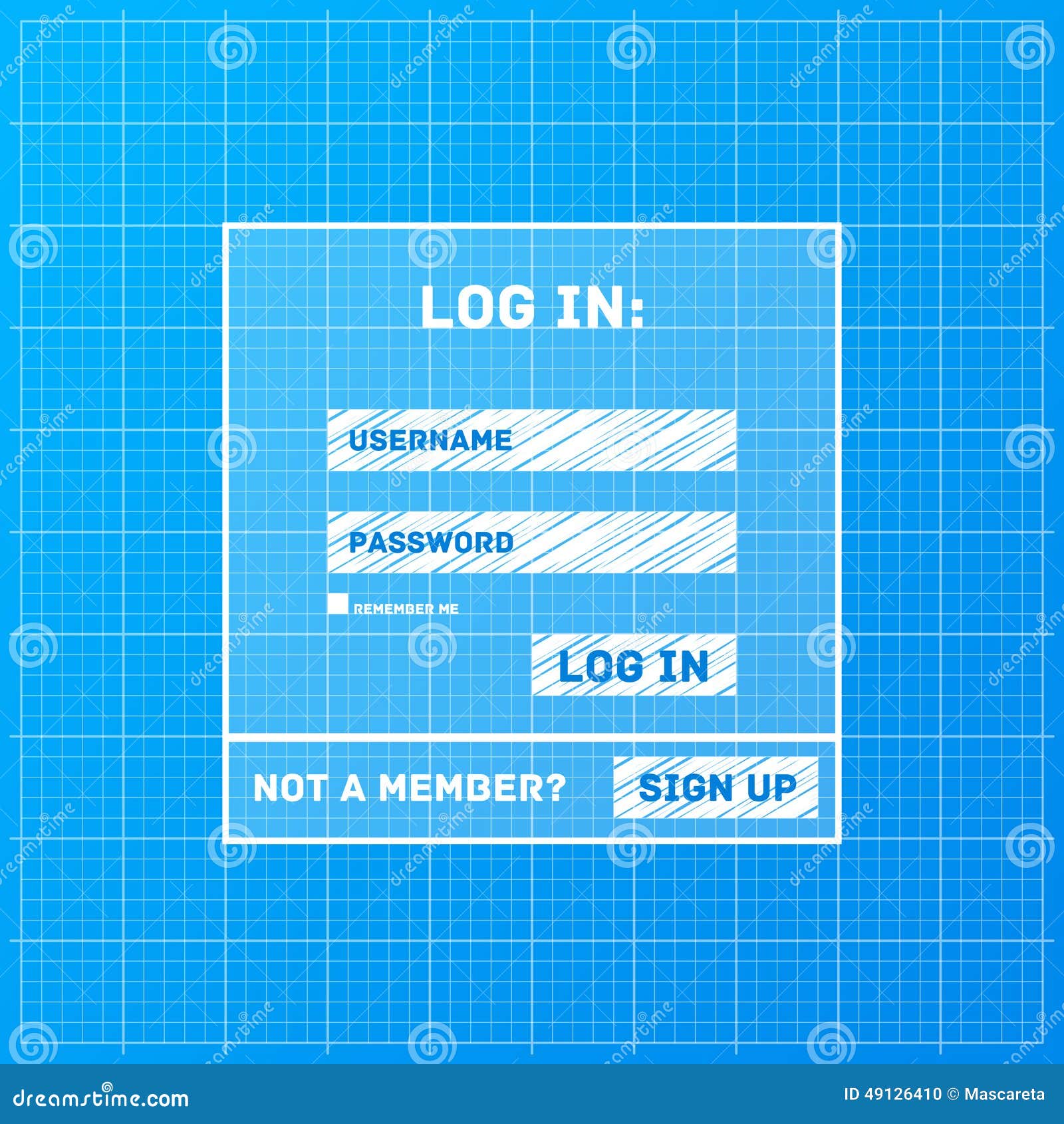 Vector Login Form on Blueprint Background Stock Vector - Illustration ... Vector Login Form on Blueprint Background Stock Vector - Illustration ...