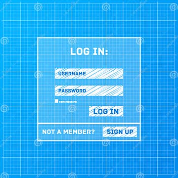 Vector Login Form on Blueprint Background Stock Vector - Illustration ...