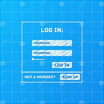 Vector Login Form on Blueprint Background Stock Vector - Illustration ...