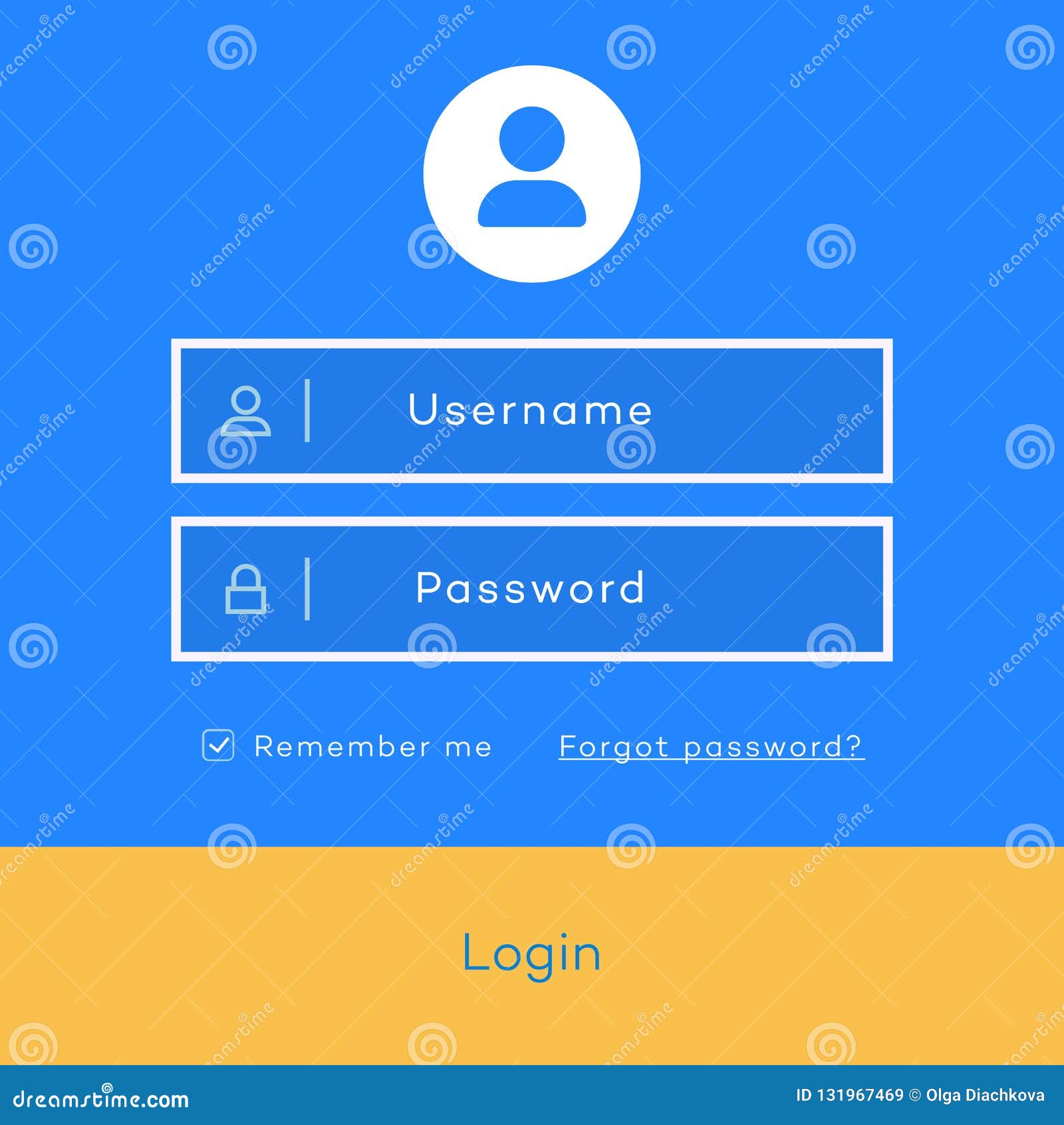 Vector Login Form Page Template Flat Style for App Development Stock ...